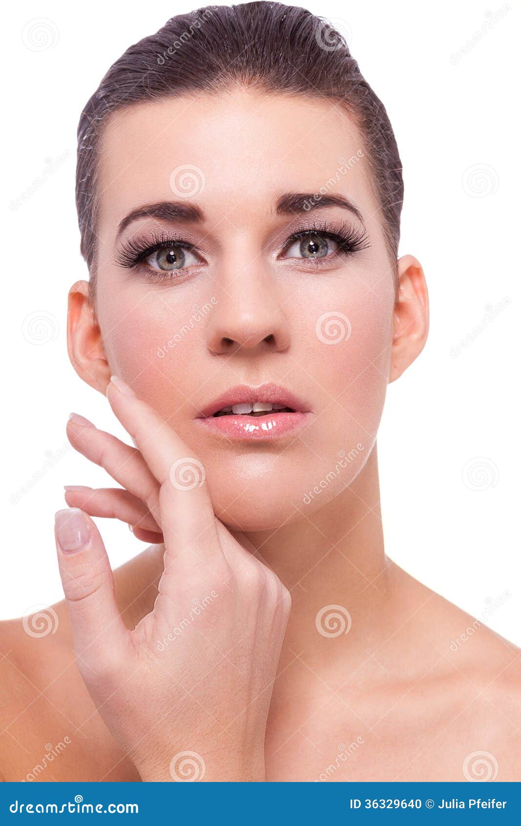 De Mooie Naakte Vrouw in Nadenkend Stelt Stock Foto - Image of ...