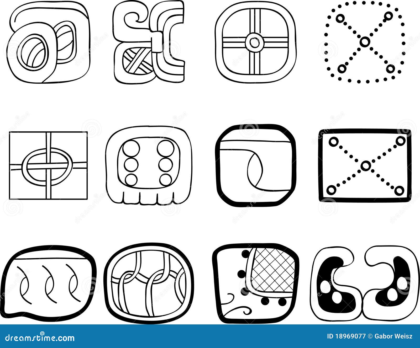 De Motieven Van Mexicaan, Aztec of Maya, Glyphs Vector Illustratie ...