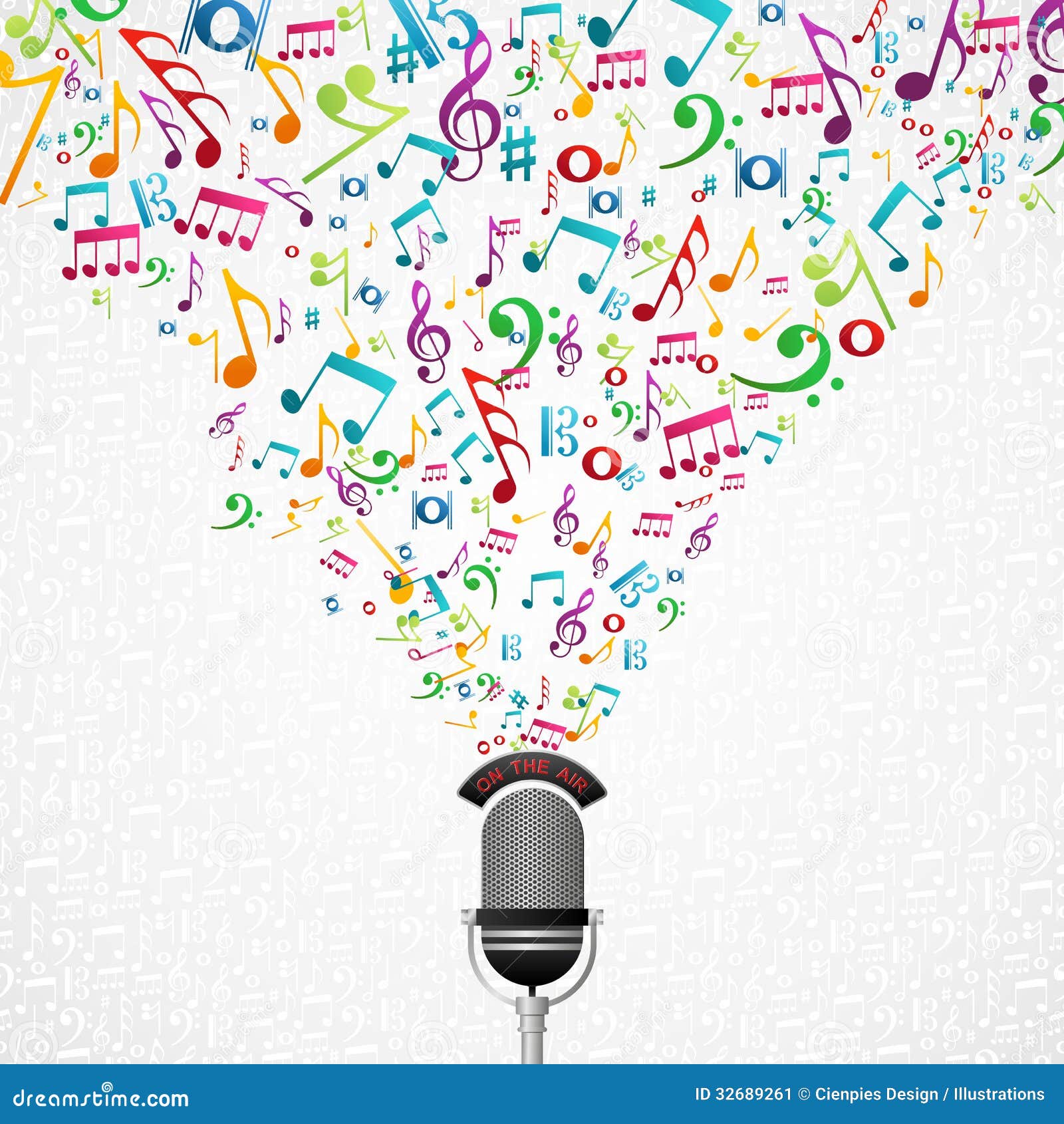 De Muziek Neemt Nota Microfoon Van Illustratie Vector Illustratie ...