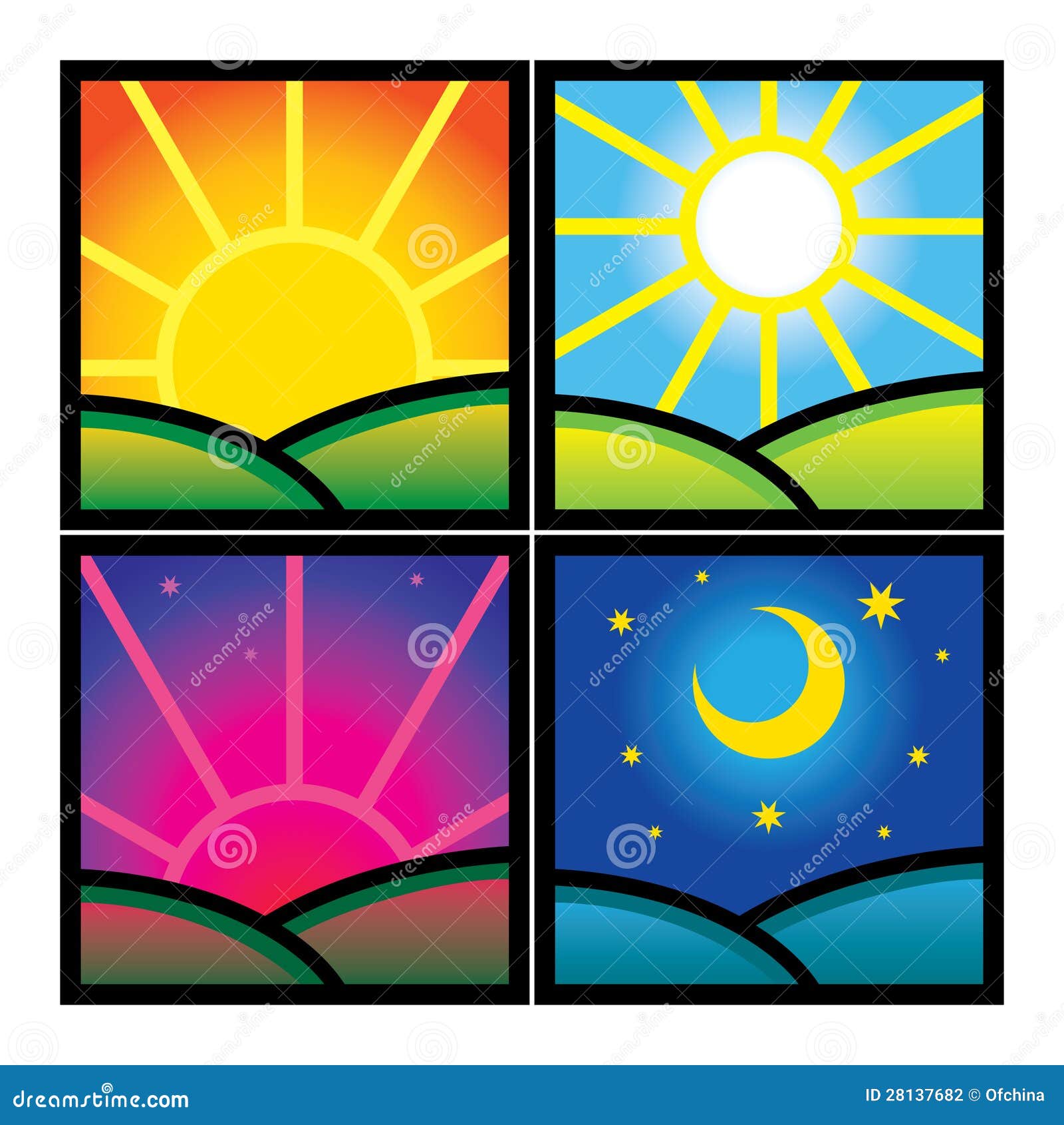 De Nacht Van De Avond Van De Dag Van De Ochtend Vector Illustratie ...