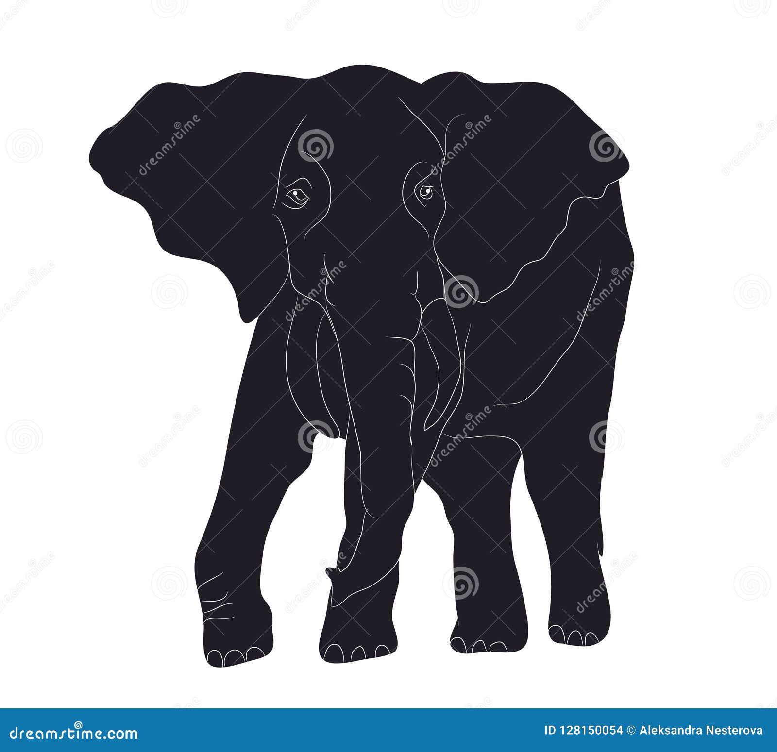 De Olifant Gaat Trekkend Silhouet, Vector Vector Illustratie ...