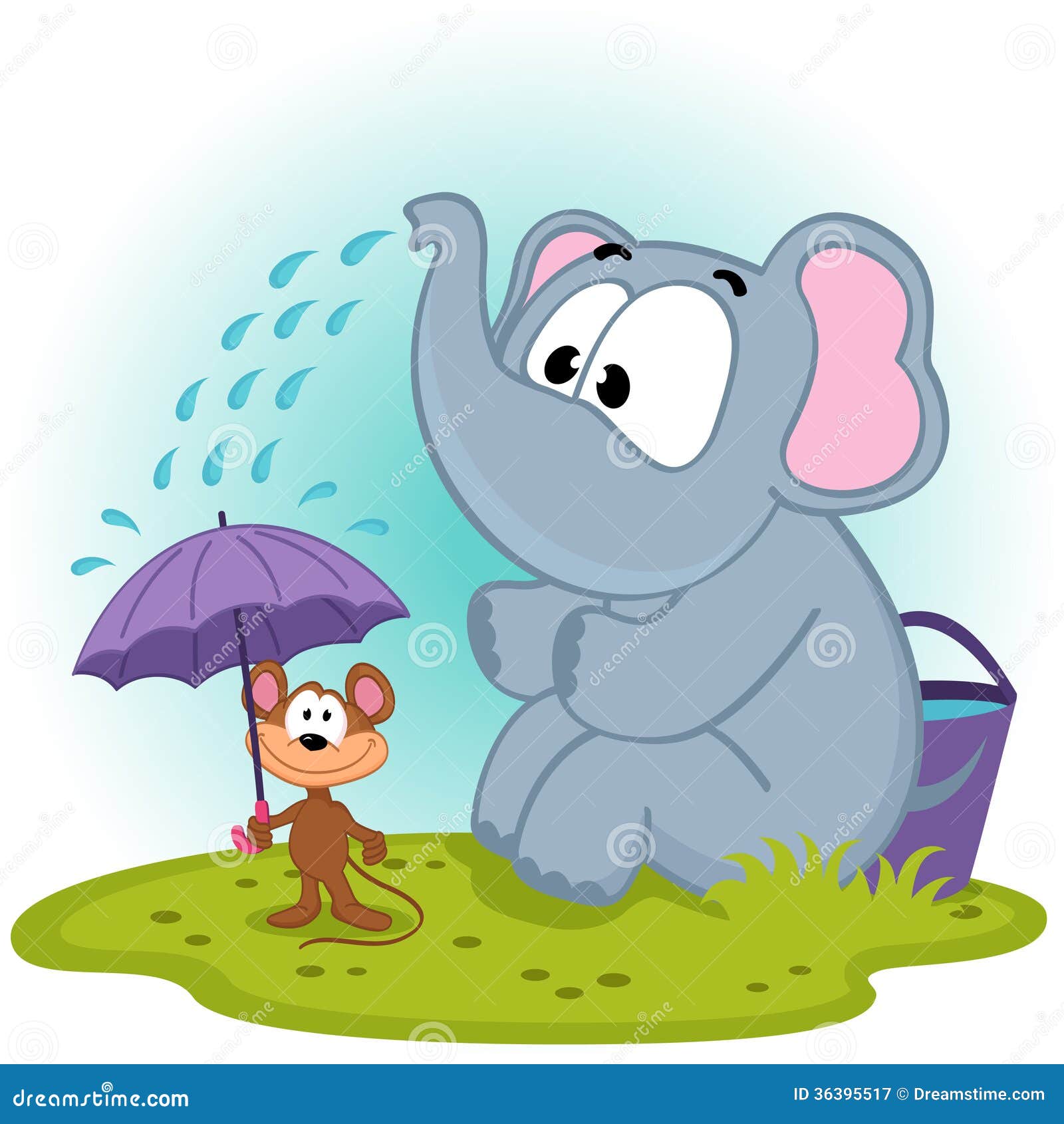 De Olifant Giet Water Op Muis Vector Illustratie - Illustration of ...
