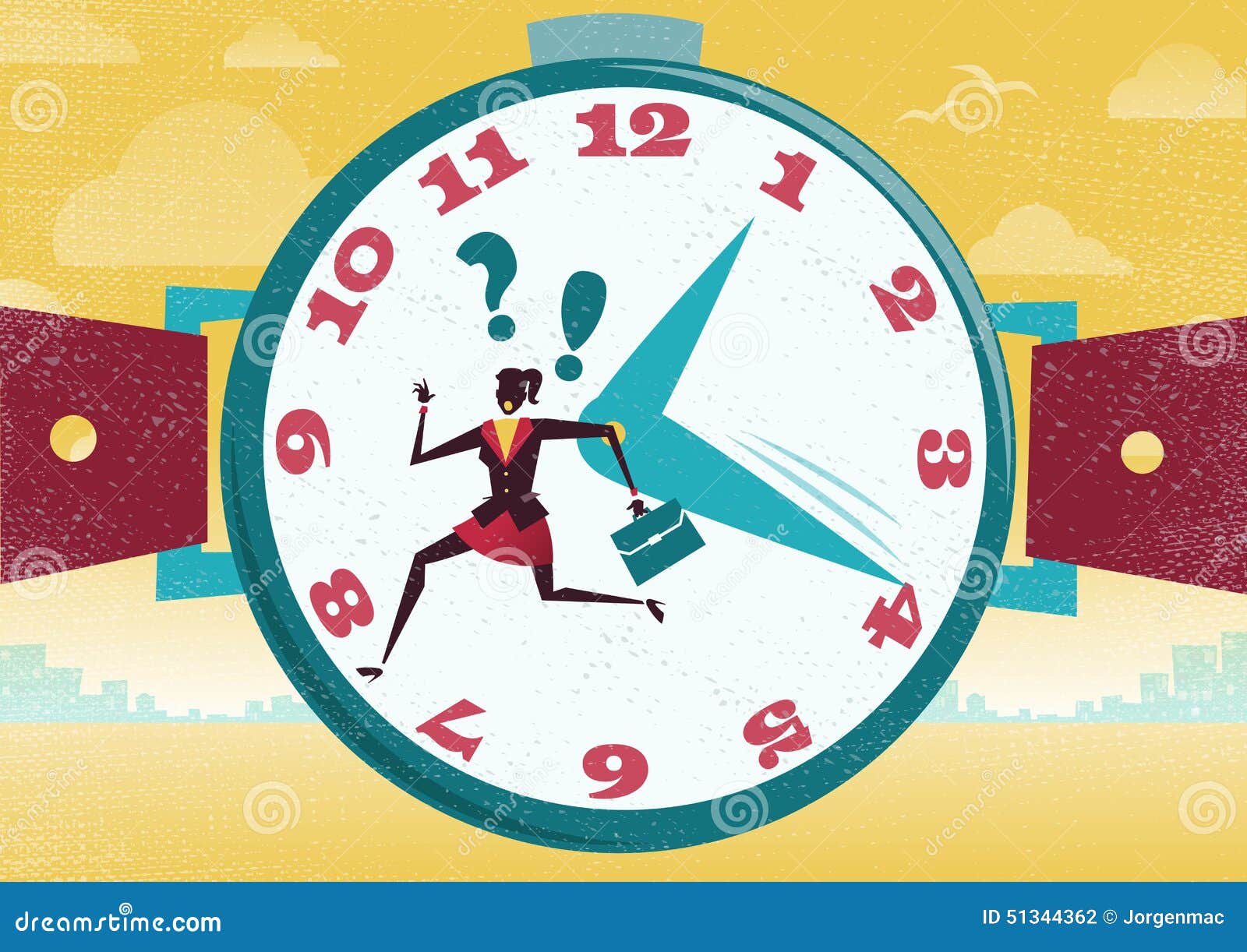 De Onderneemster Loopt Uit Van Tijd Vector Illustratie - Illustration ...