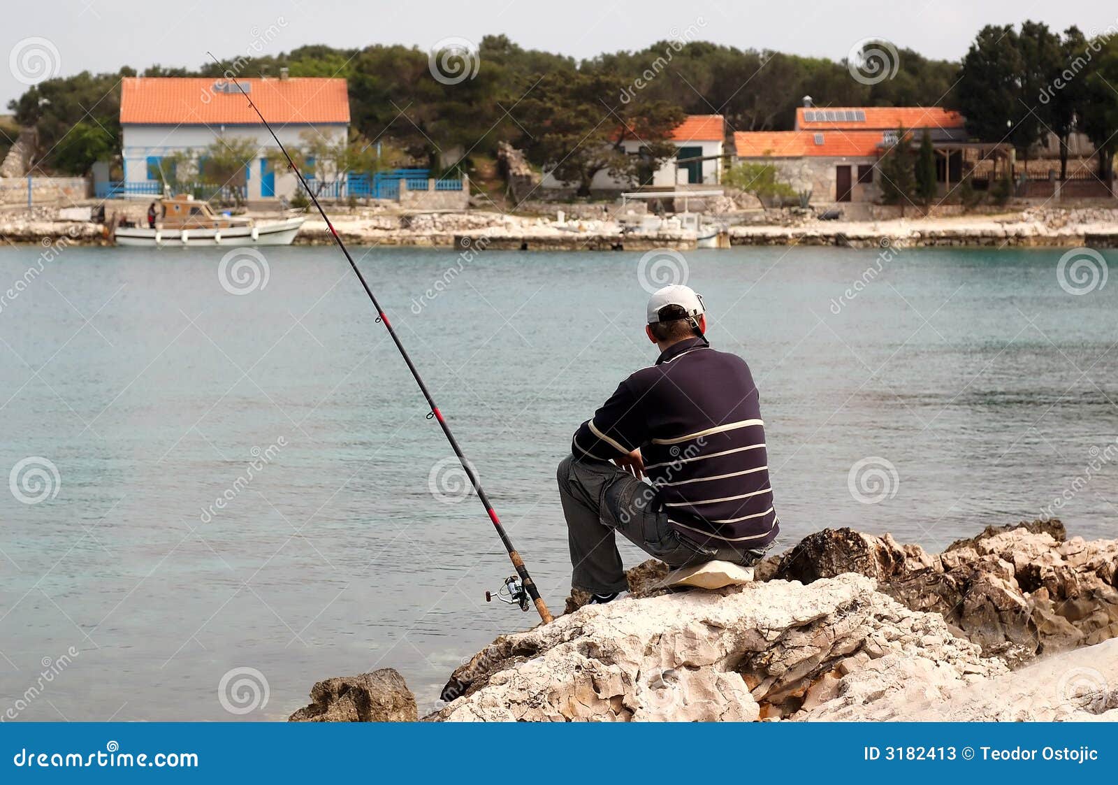 De Op Zee Visserij Van De Visser Stock Afbeelding - Image of staaf ...
