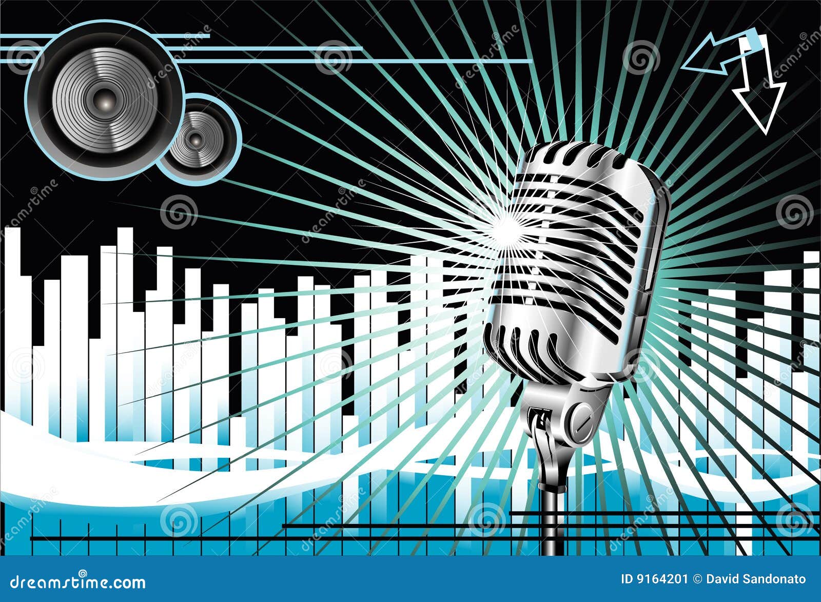 De Oude Achtergrond Van De Muziek Van De Microfoon Vector Illustratie ...