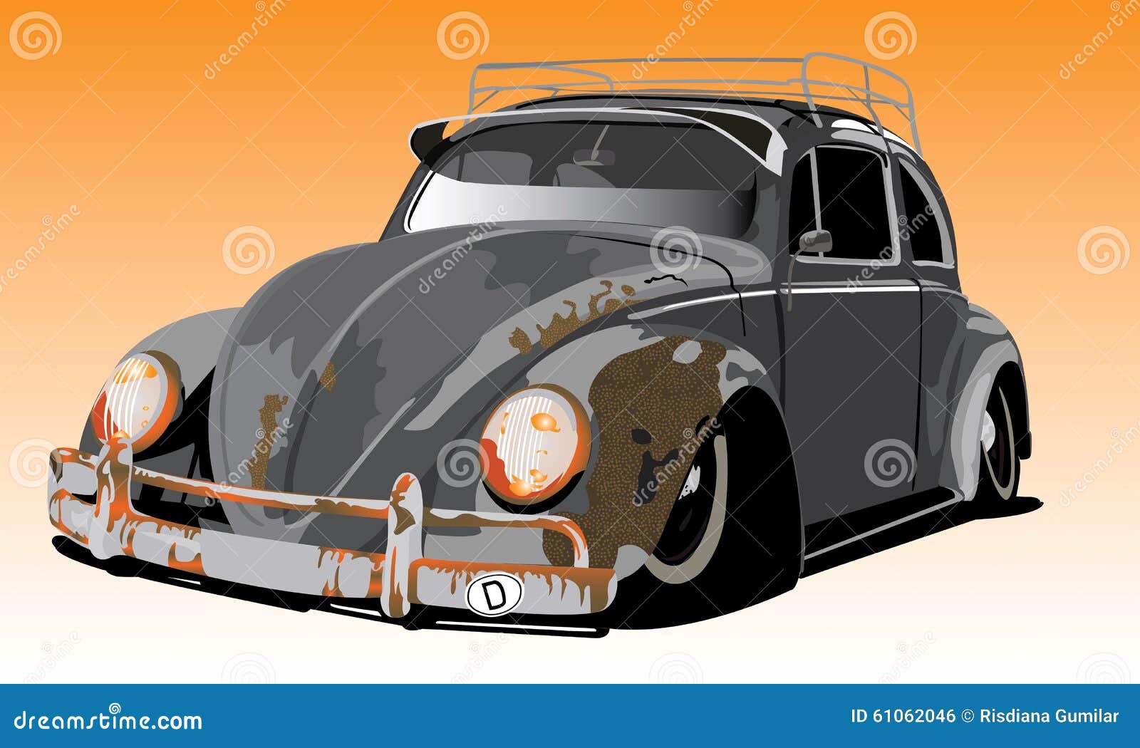 De oude Kever van VW stock illustratie. Illustration of kleur - 61062046