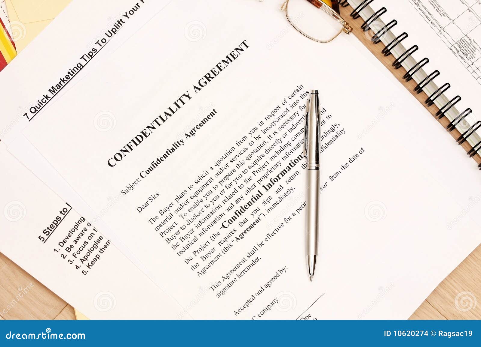 De Overeenkomst Van De Vertrouwelijkheid Stock Foto - Image of nota ...