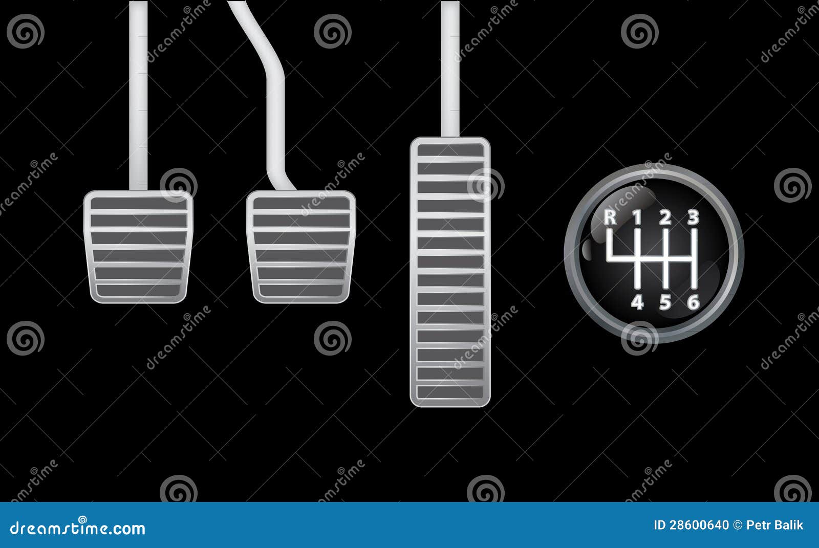 De Pedalen En De Draaier Van De Auto Stock Illustratie - Illustration ...