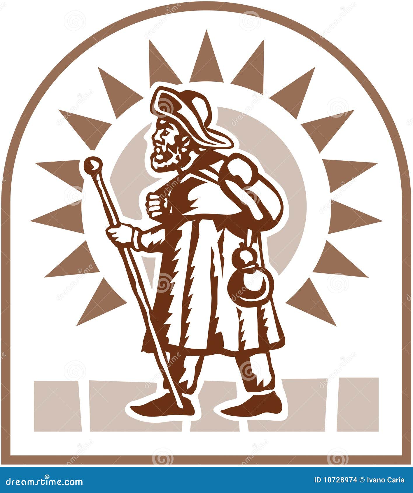 De Pelgrim van Medioeval vector illustratie. Illustration of godsdienst ...