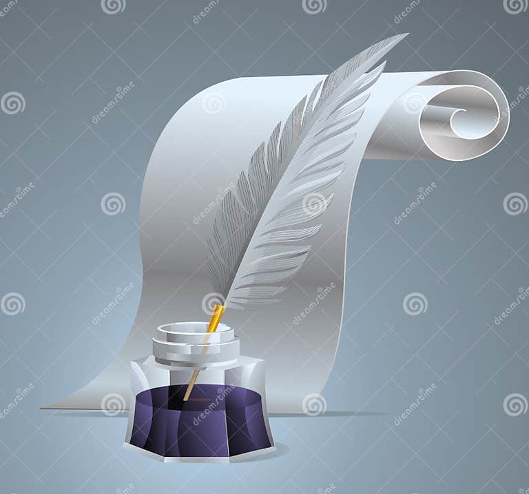 De penveer van de inkt vector illustratie. Illustration of glas - 20378037