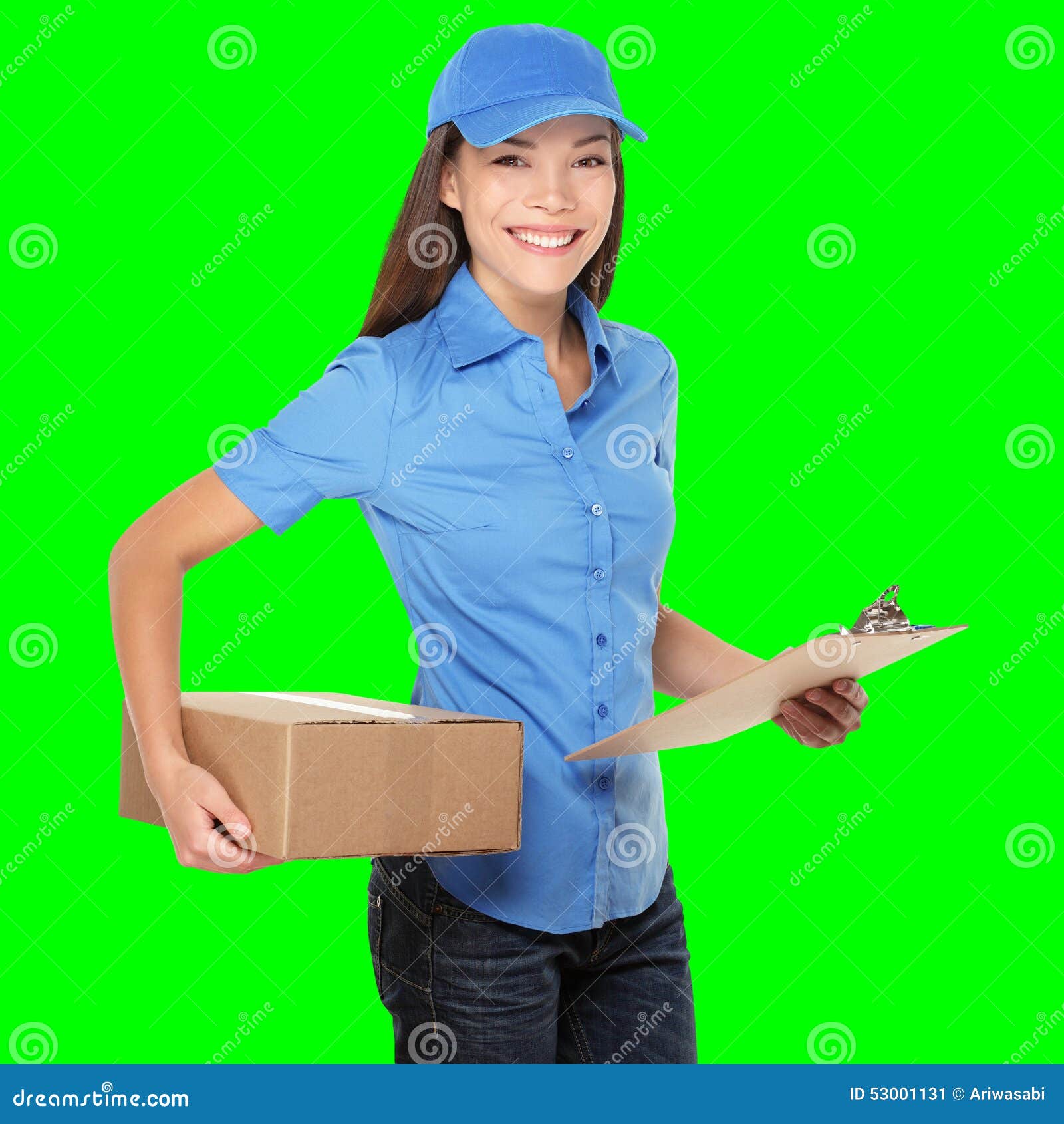 De Persoon Die Van De Levering Pakket Levert Stock Afbeelding - Image ...