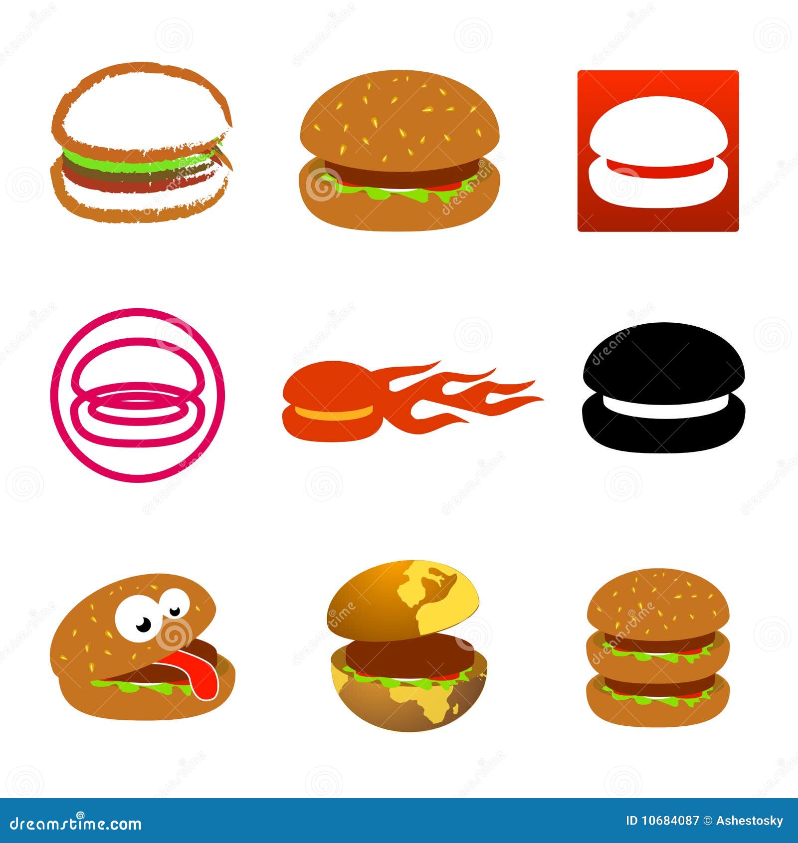 De Pictogrammen En De Emblemen Van De Hamburger Vector Illustratie ...