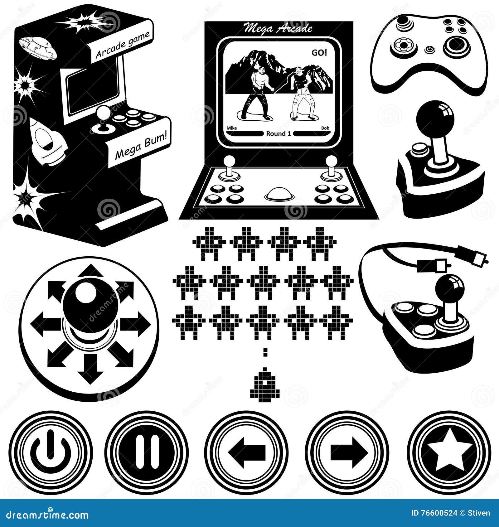 De Pictogrammen Van Arcadespelen Vector Illustratie - Illustration of ...