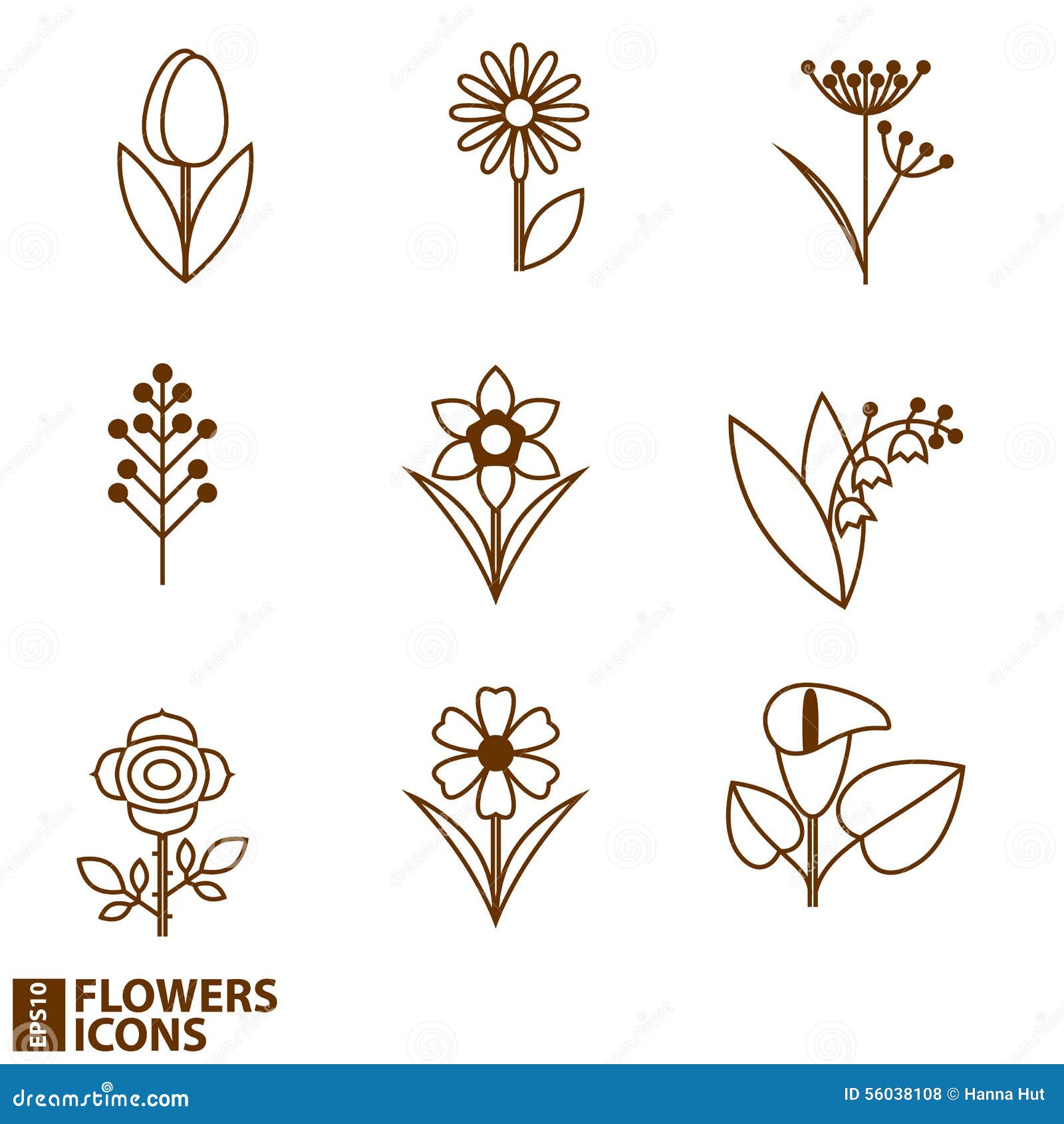De Pictogrammen Van Bloemen Vector Illustratie - Illustration of roos ...