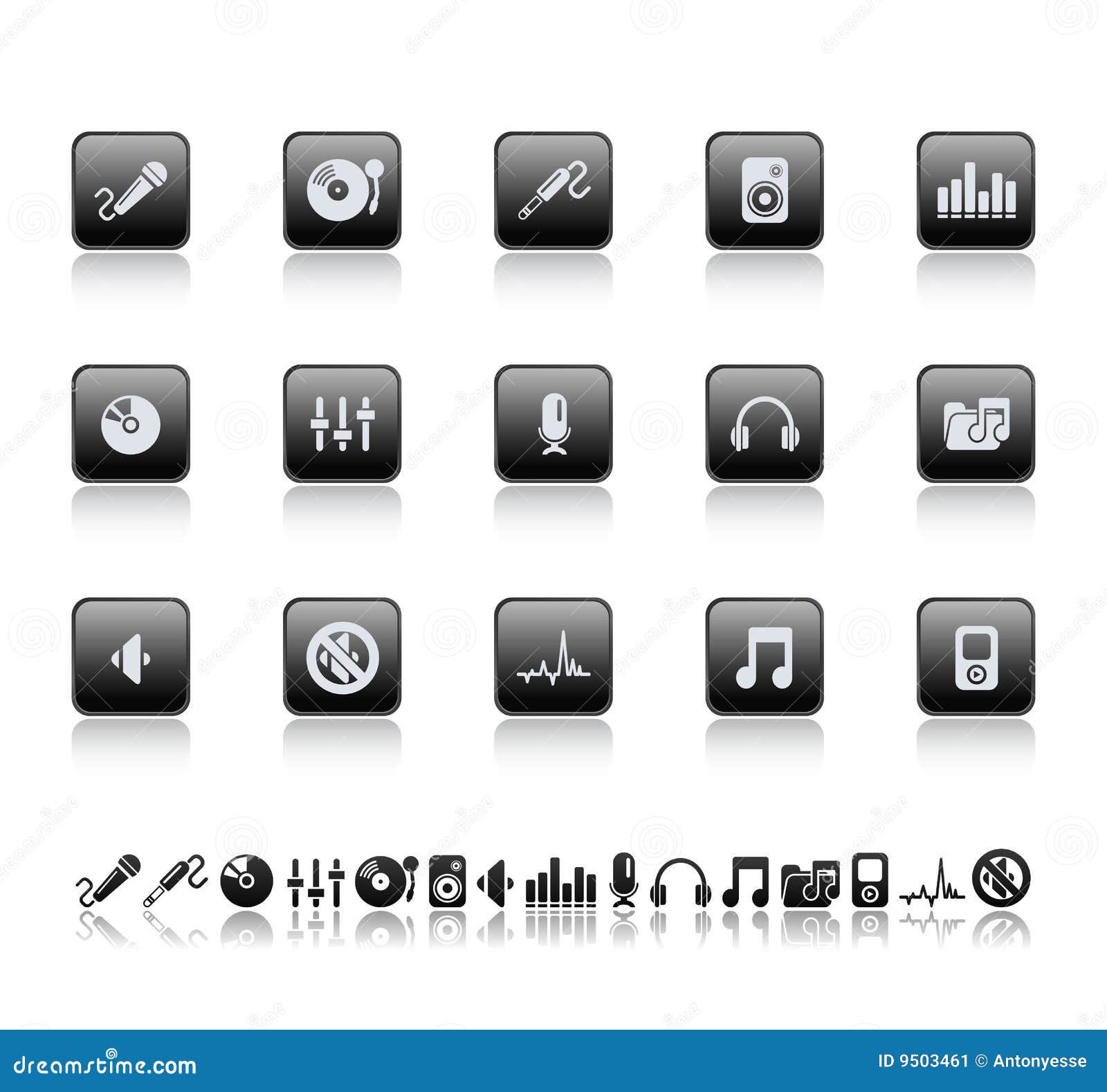 De Pictogrammen Van De Audio En Media. Vector Illustratie ...