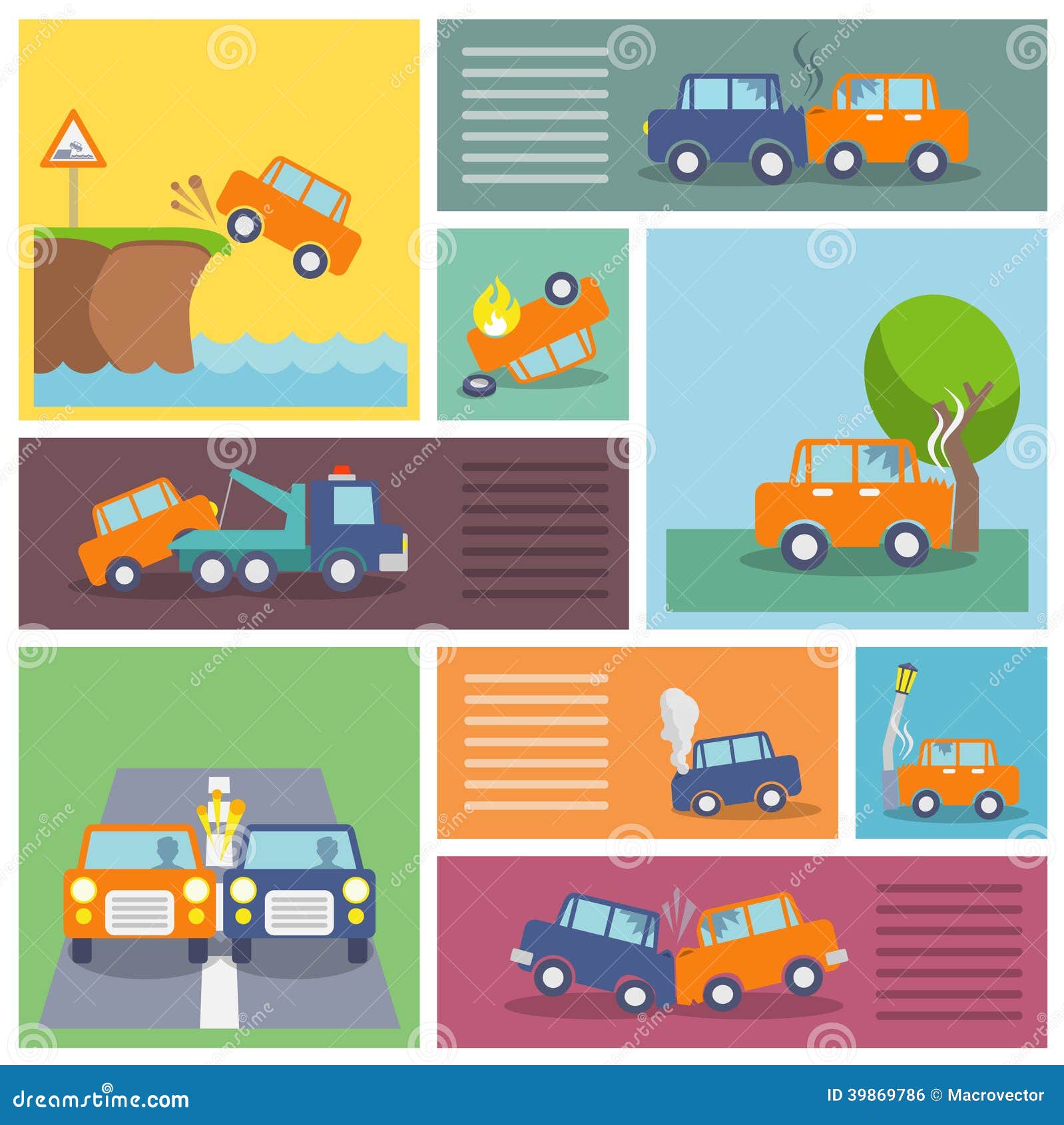De Pictogrammen Van De Autoneerstorting Vector Illustratie ...
