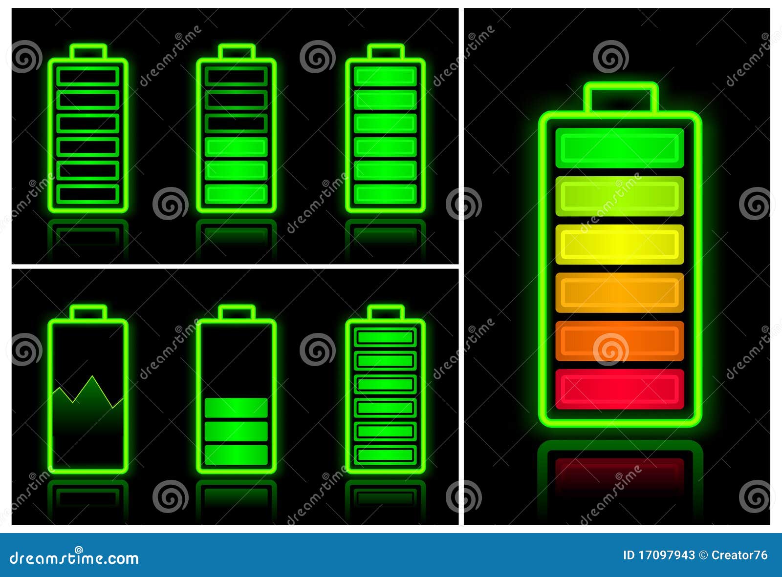 De Pictogrammen Van De Batterij Vector Illustratie - Illustration of ...