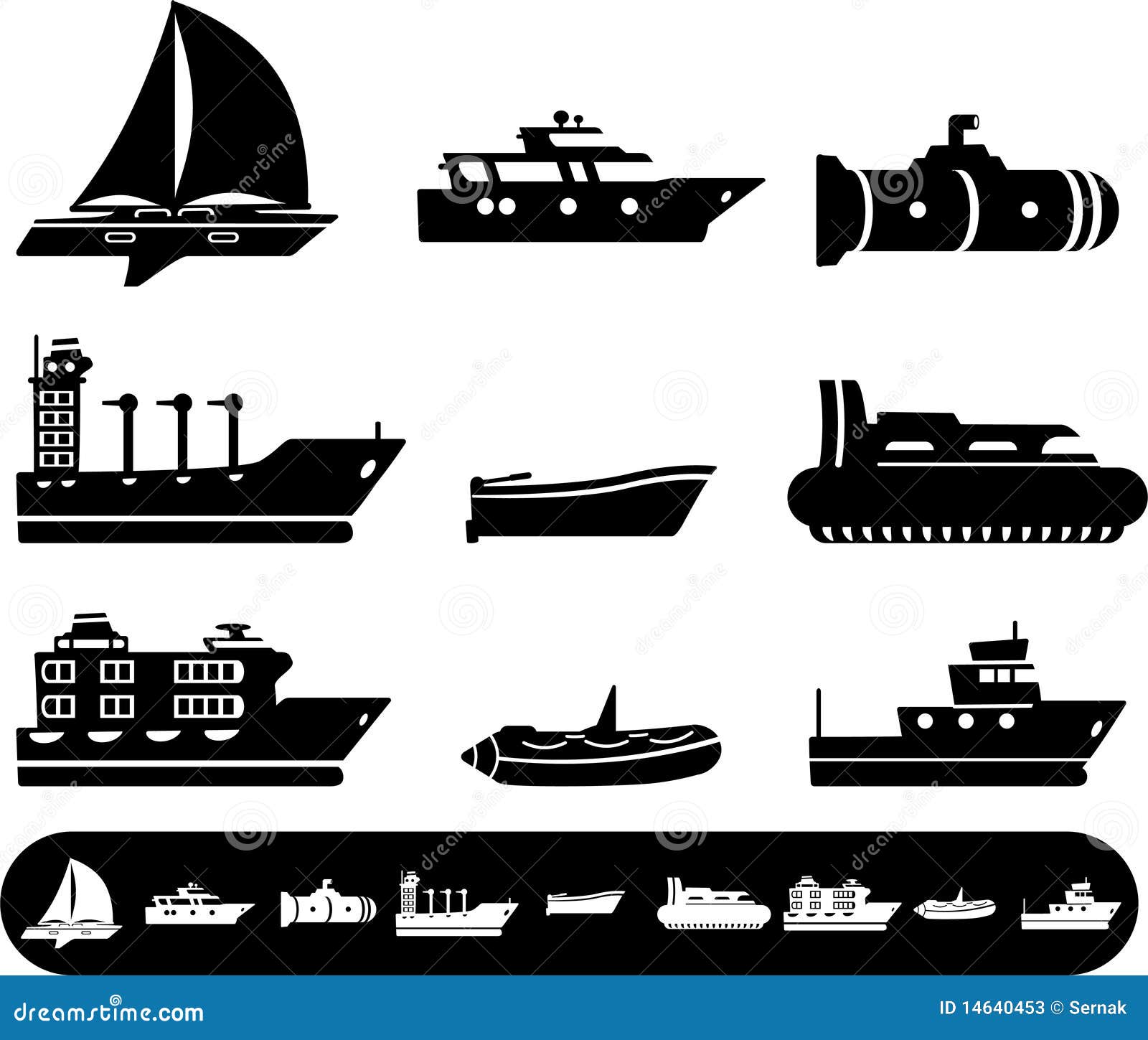 De Pictogrammen Van De Boot En Van Het Schip Vector Illustratie ...