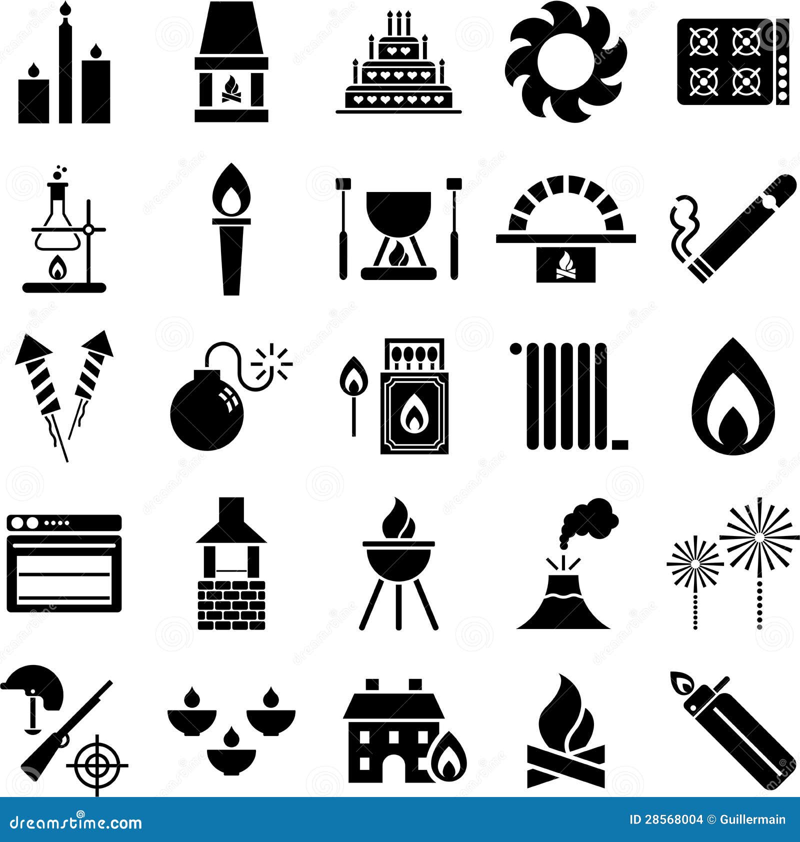 De Pictogrammen Van De Brand Vector Illustratie - Illustration of kanon ...