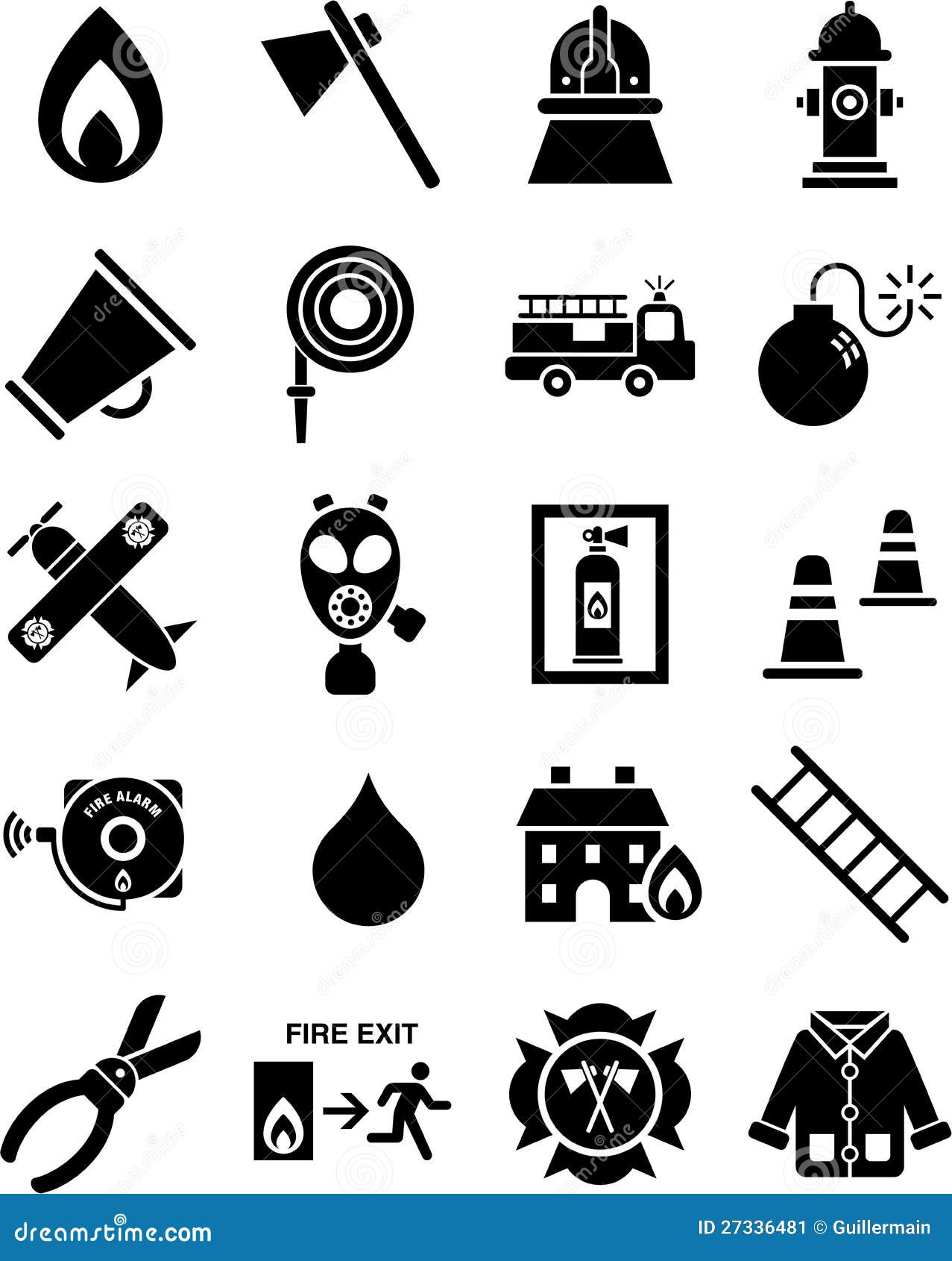 De Pictogrammen Van De Brandweerman Vector Illustratie - Illustration ...