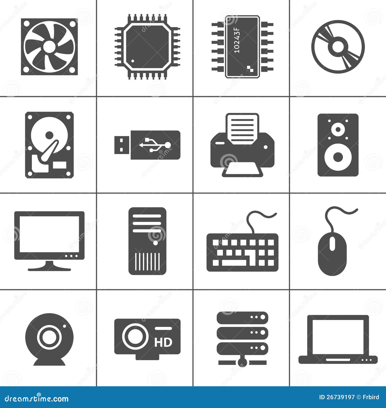 De Pictogrammen Van De Hardware Van De Computer Vector Illustratie ...