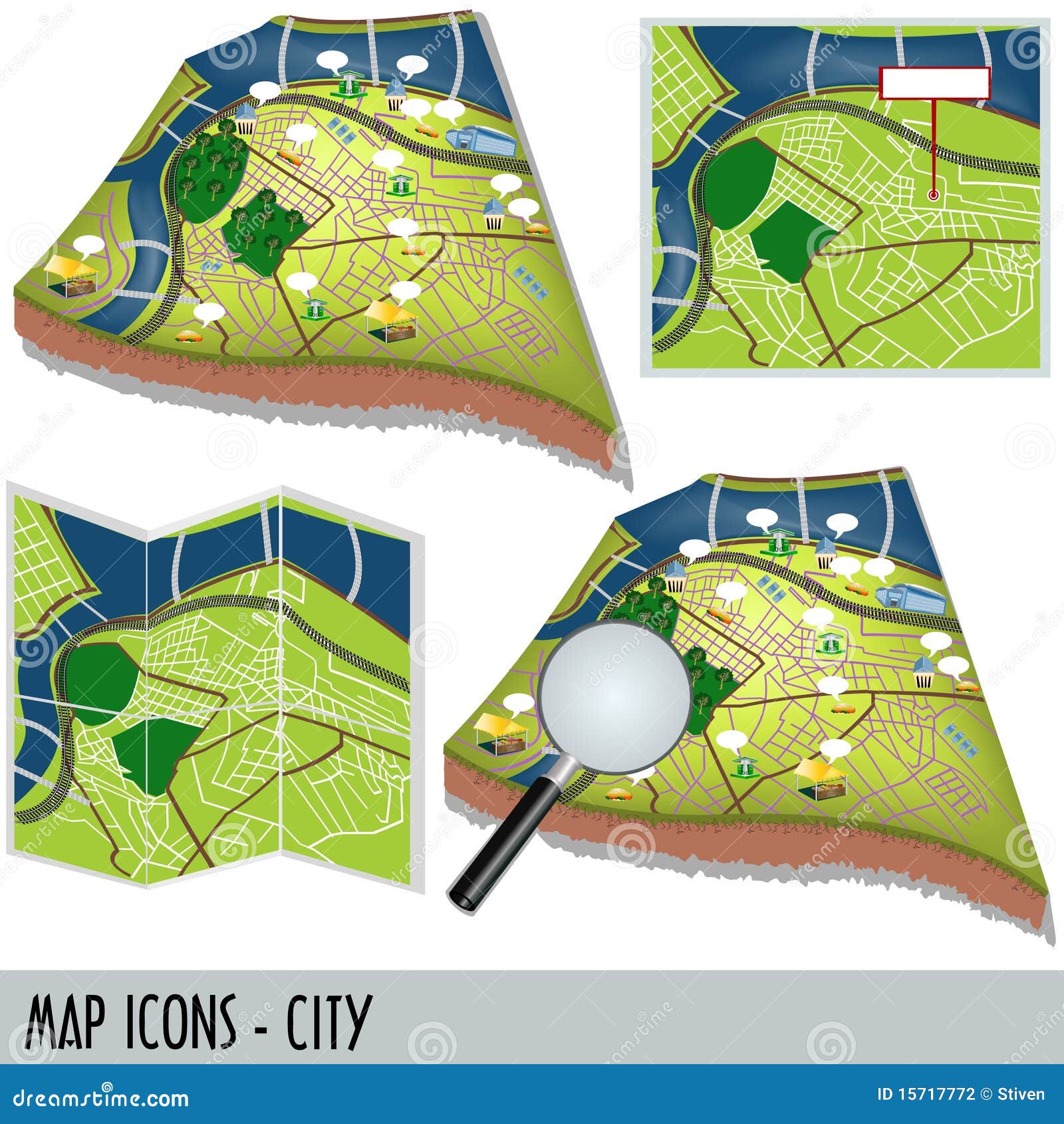 De Pictogrammen Van De Kaart - Stad Vector Illustratie - Illustration ...