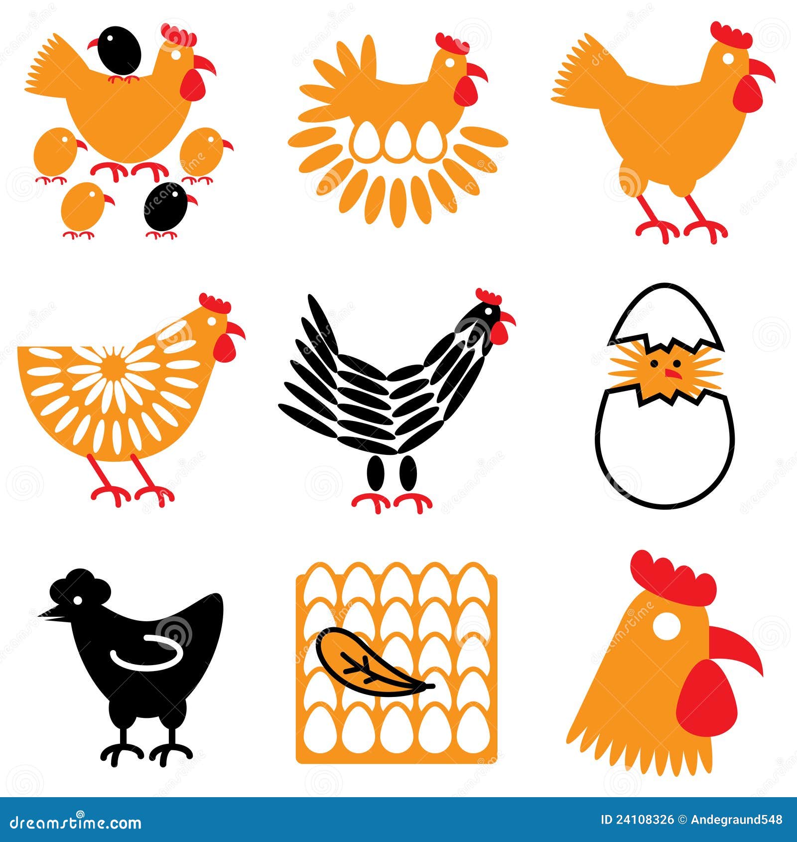 De Pictogrammen Van De Kip En Van De Kip Vector Illustratie ...
