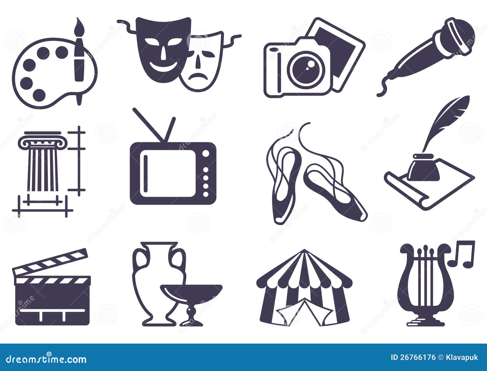 De Pictogrammen Van De Kunst Vector Illustratie - Afbeelding: 26766176