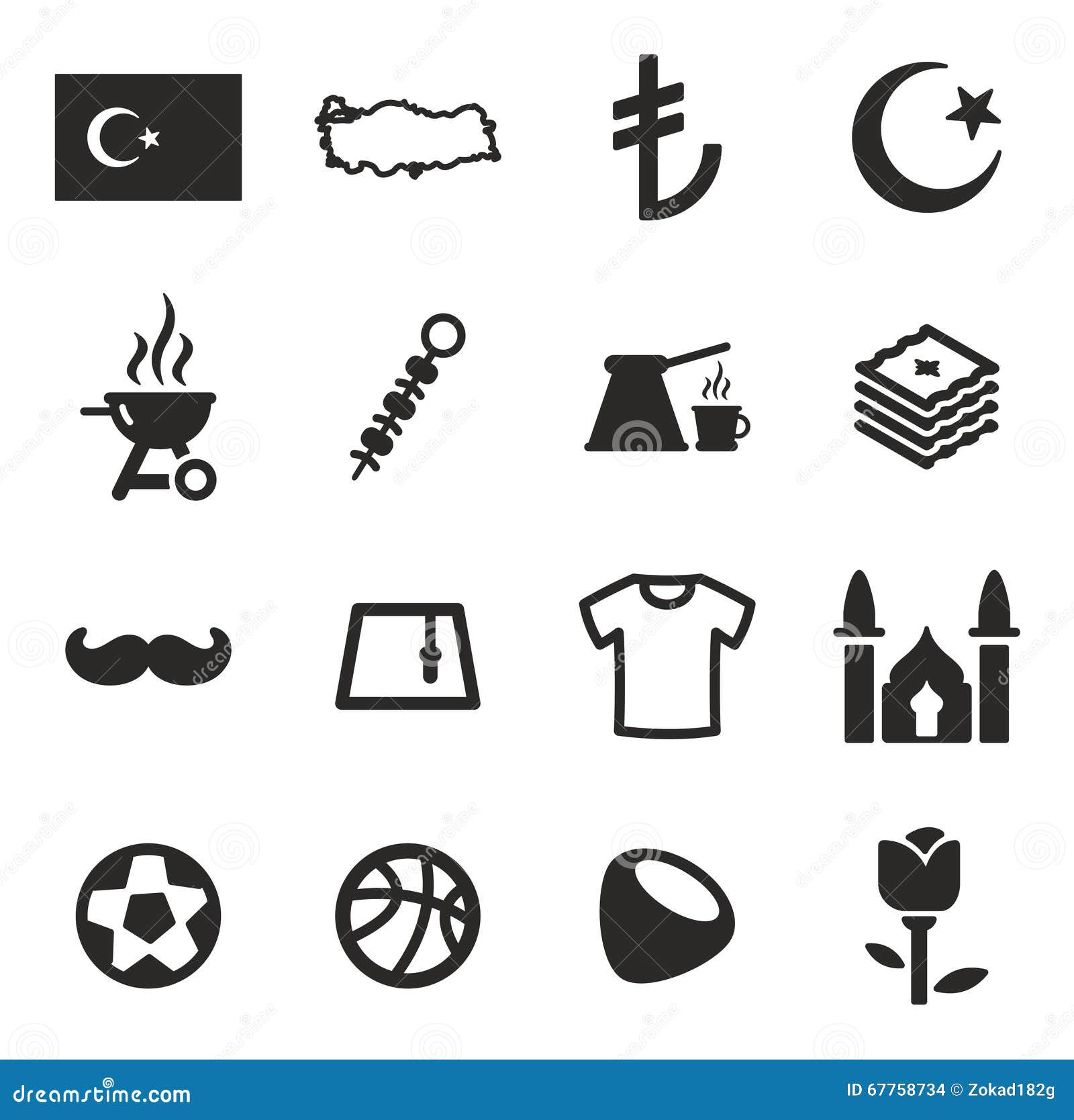 De Pictogrammen Van De Republiek Turkije Vector Illustratie ...