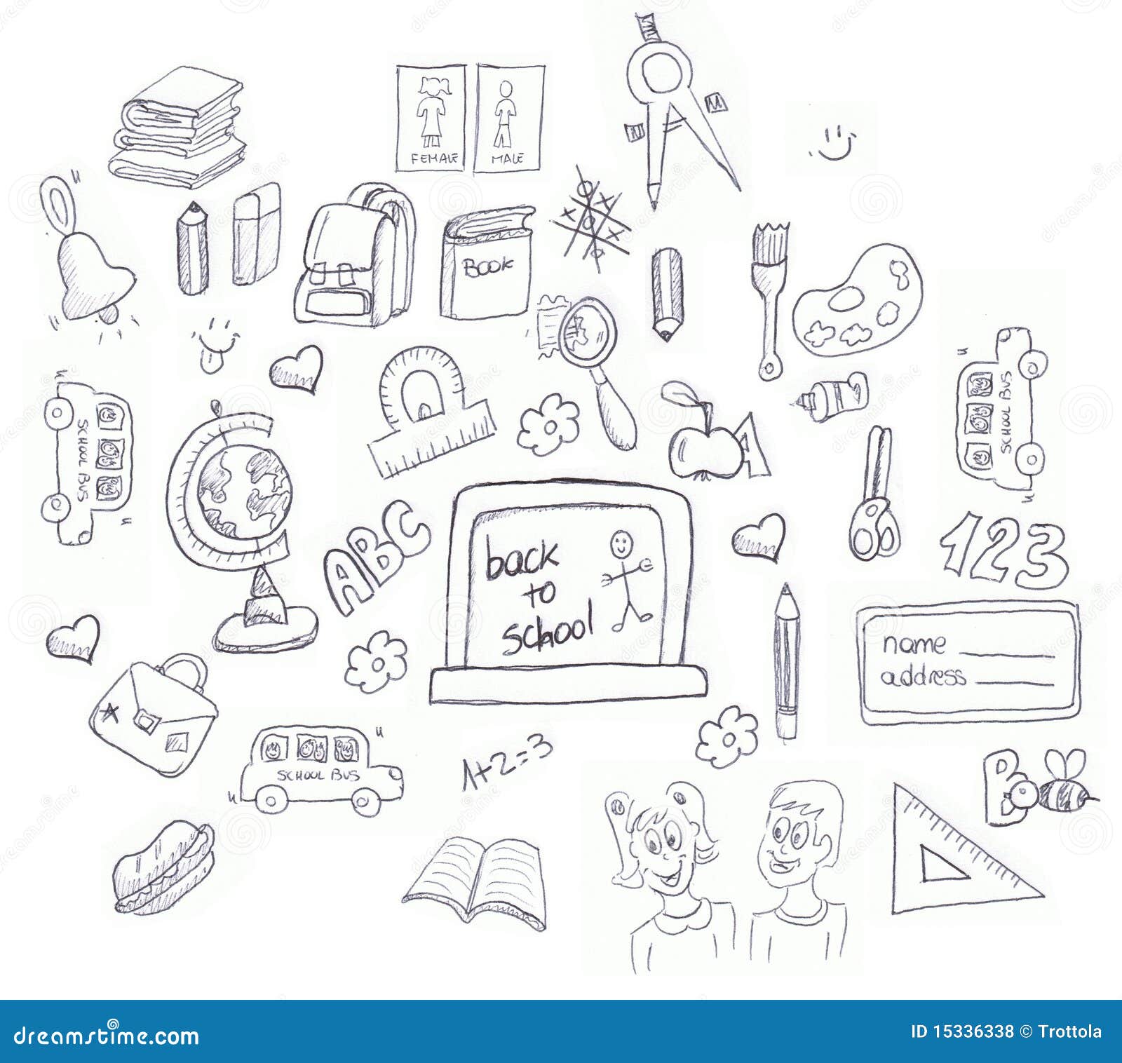De Pictogrammen Van De School Doddle Stock Illustratie - Illustration ...