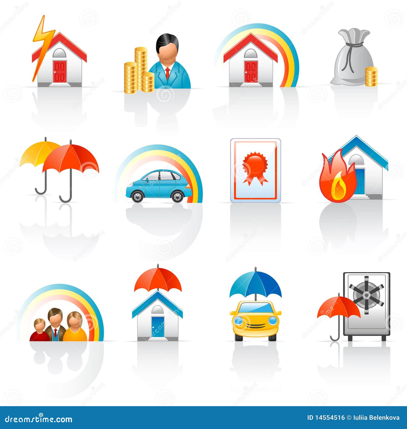 De Pictogrammen Van De Verzekering Vector Illustratie - Illustration of ...