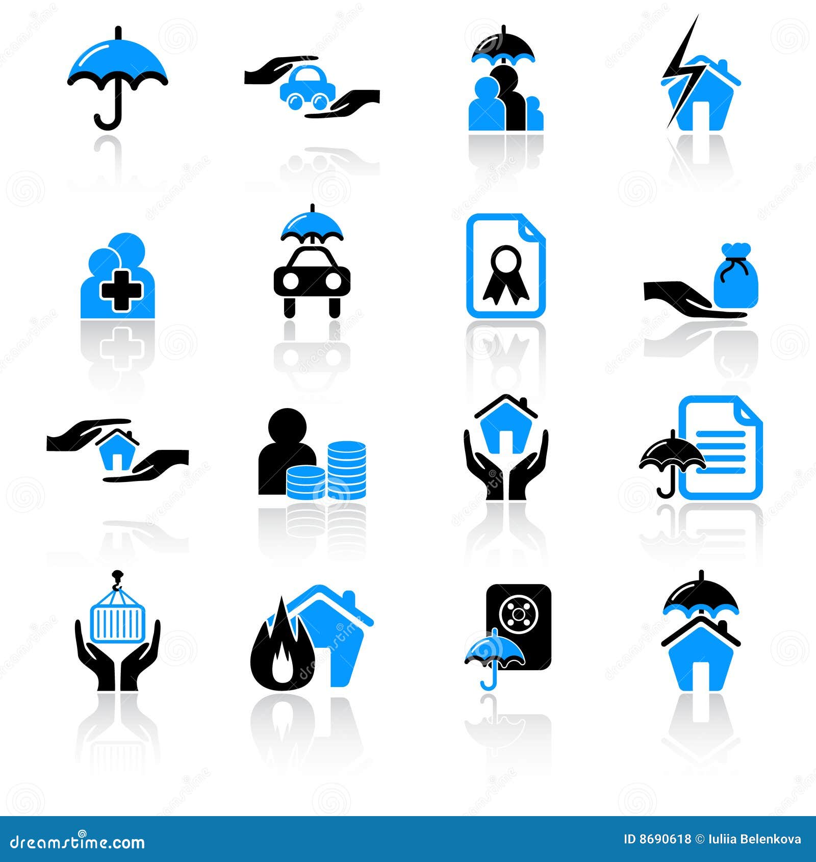 De Pictogrammen Van De Verzekering Vector Illustratie - Illustration of ...