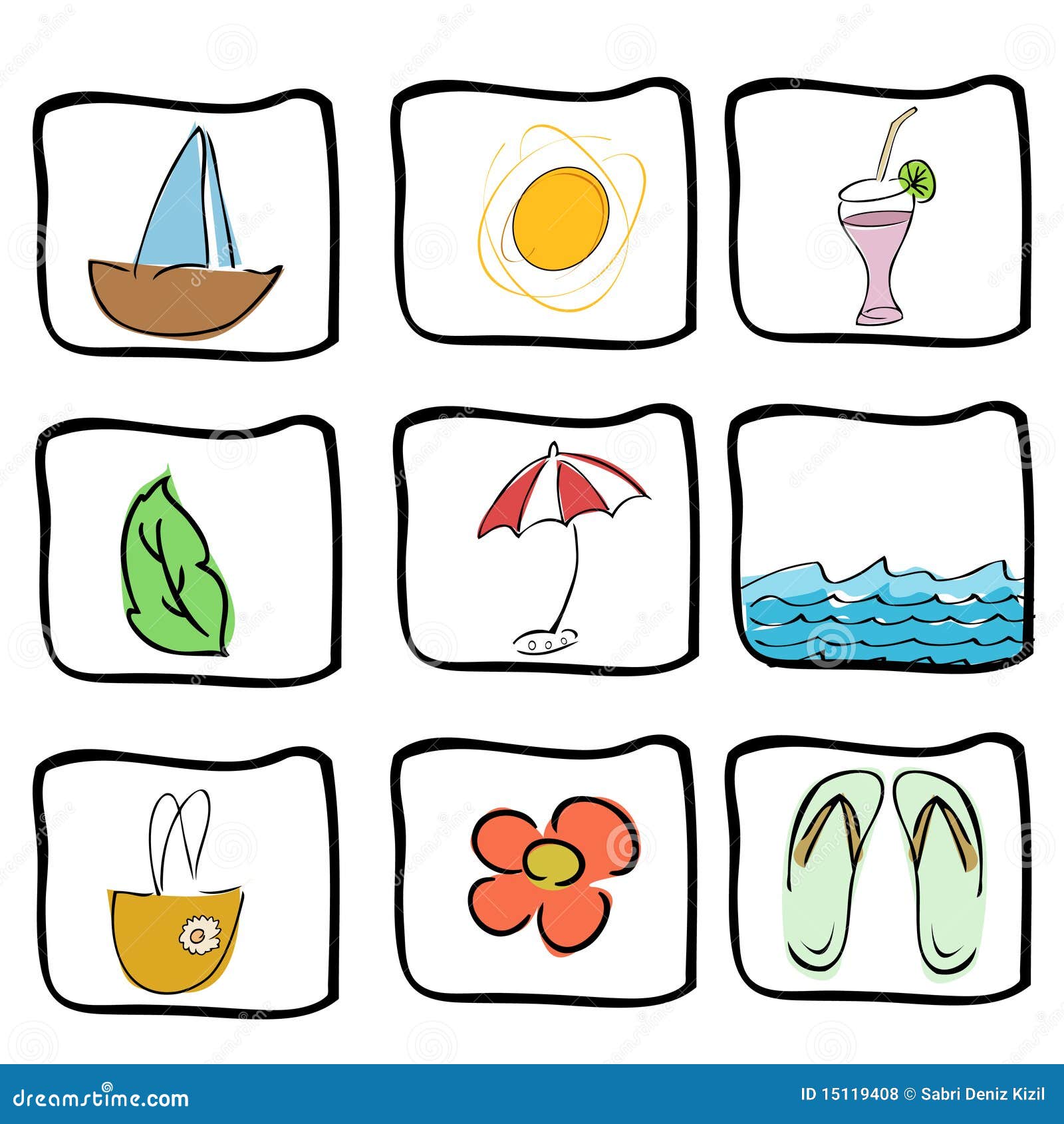 De Pictogrammen Van De Zomer Vector Illustratie - Illustration of ...