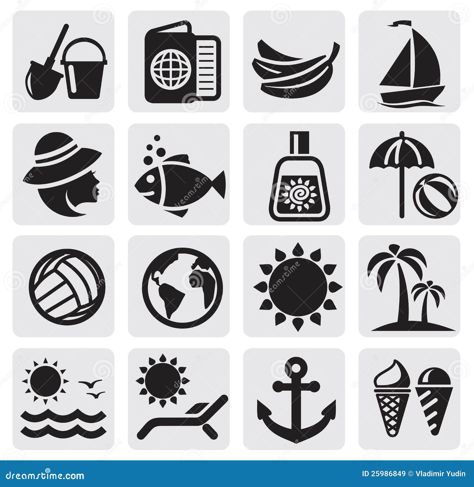 De Pictogrammen Van De Zomer Vector Illustratie - Illustration of zand ...