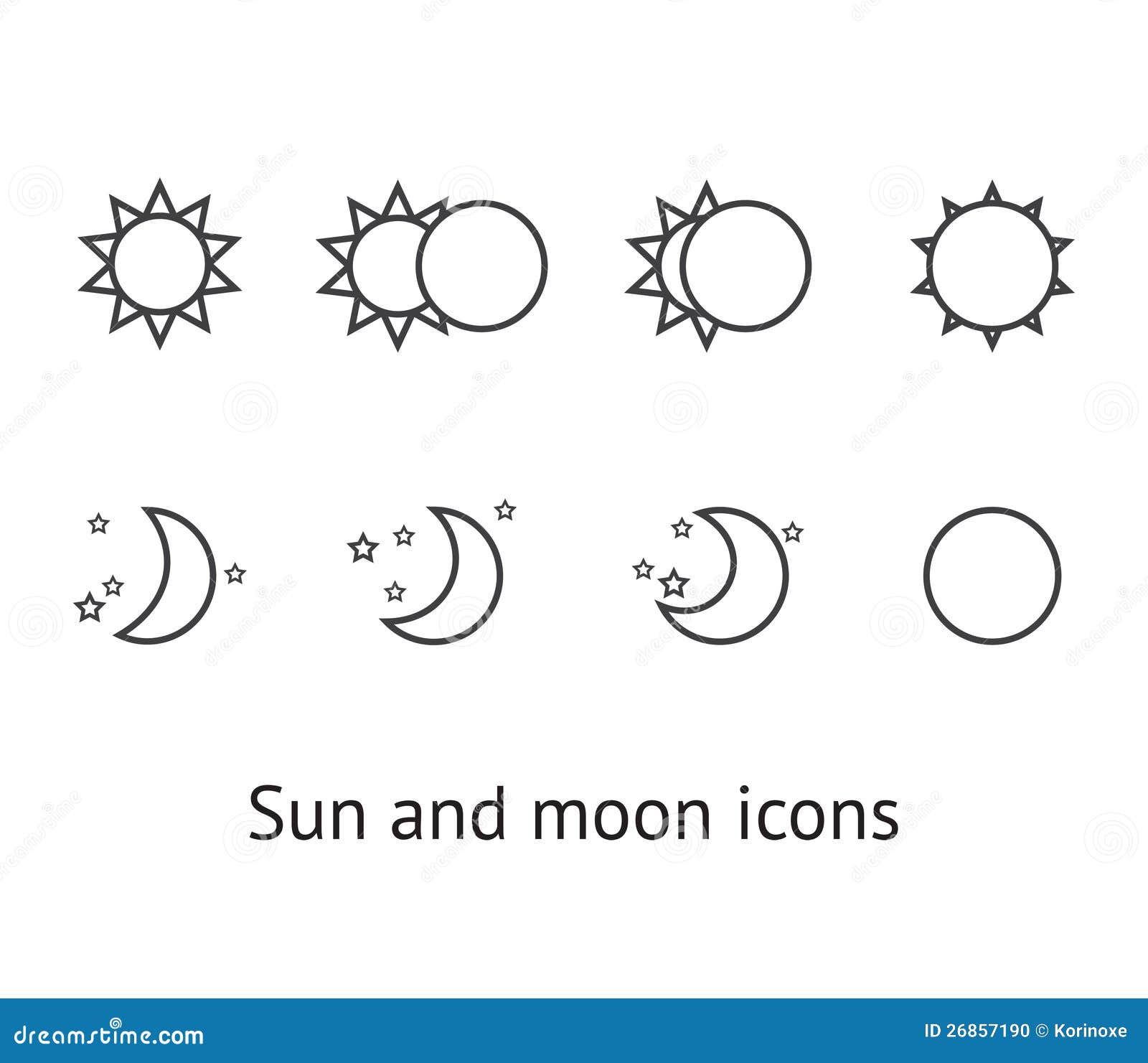 De Pictogrammen Van De Zon En Van De Maan Vector Illustratie ...