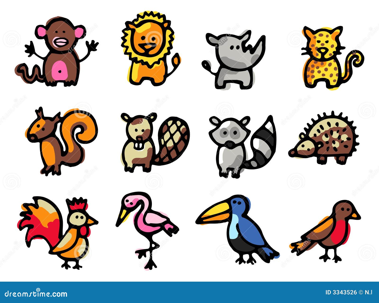 De pictogrammen van dieren vector illustratie. Illustration of ...