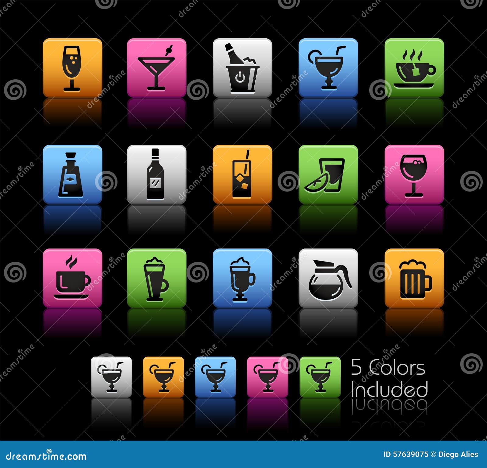 De Pictogrammen Van Dranken Vector Illustratie - Illustration of ...