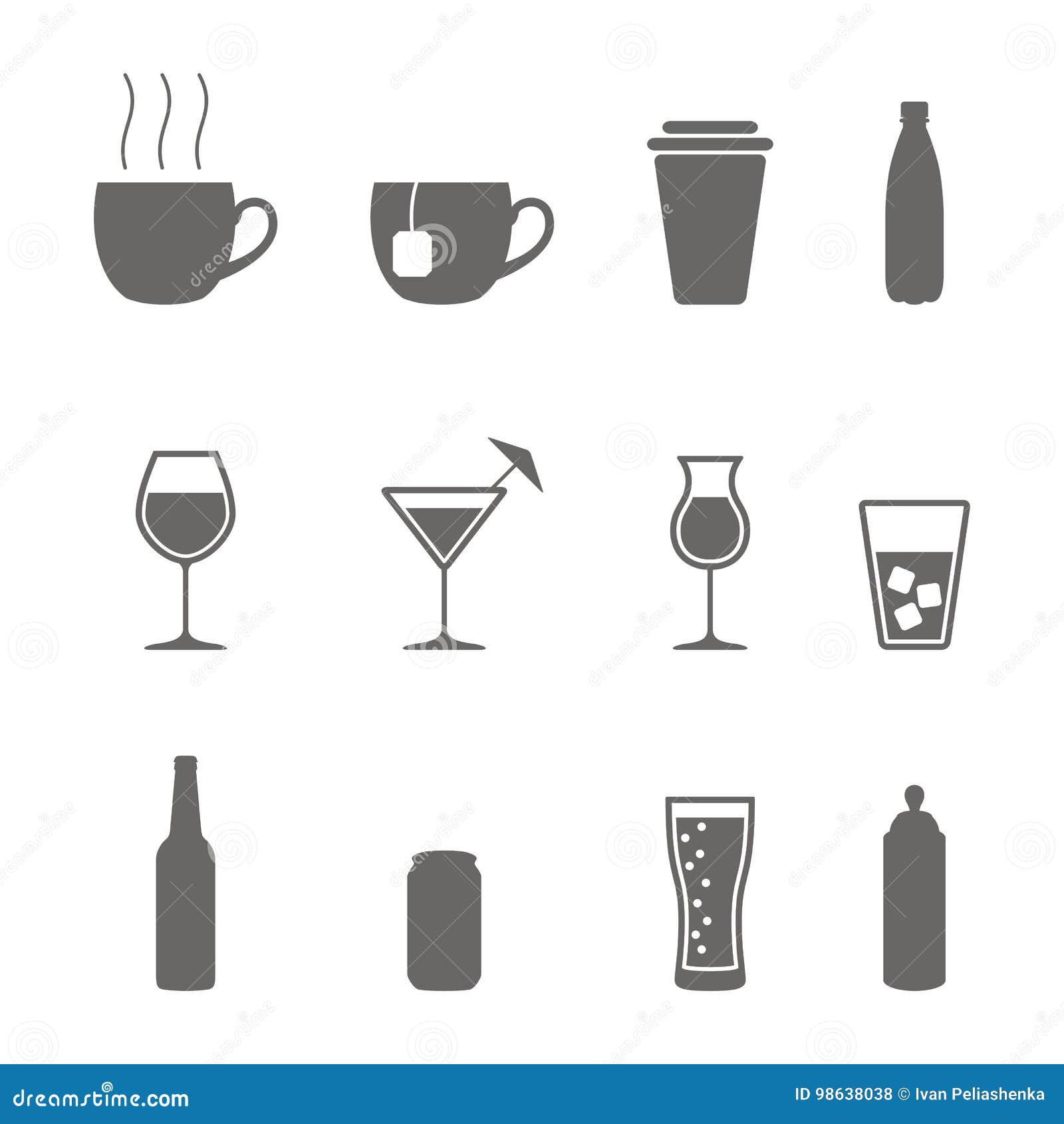 De Pictogrammen Van Dranken Stock Illustratie - Illustration of schuim ...