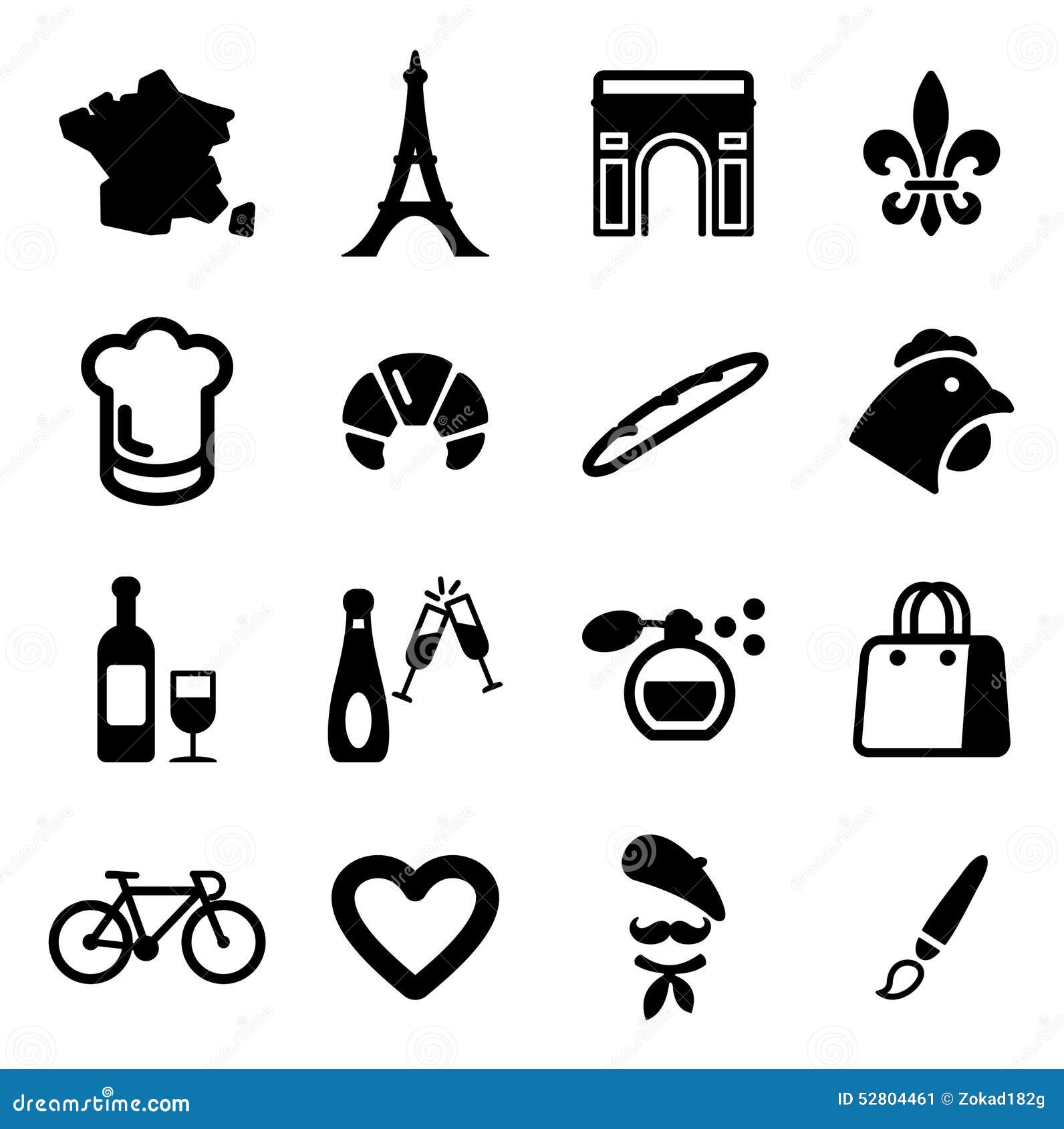 De Pictogrammen Van Frankrijk Vector Illustratie - Illustration of ...