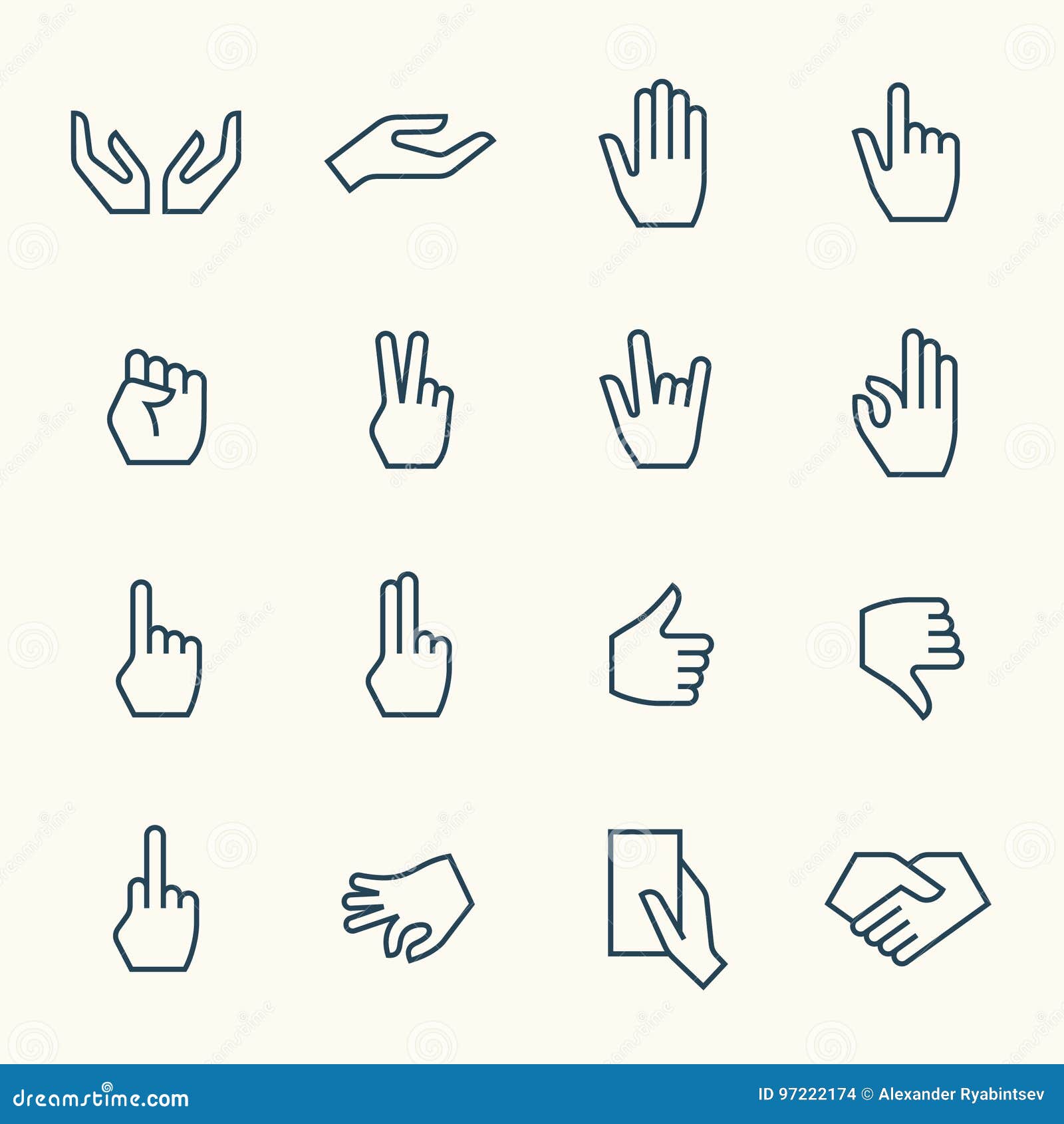 De Pictogrammen Van Handengebaren Vector Illustratie - Illustration of ...