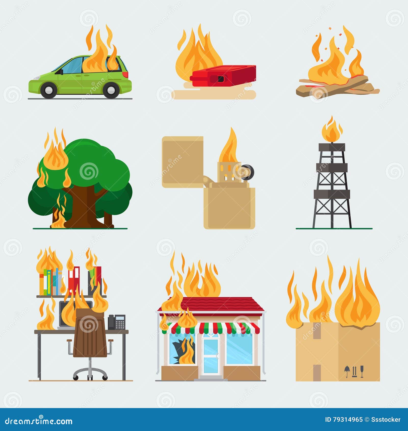 De Pictogrammen Van Het Brandrisico Vector Illustratie - Illustration ...