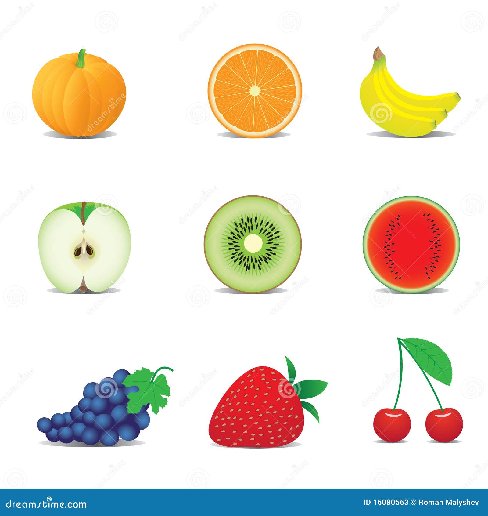 De Pictogrammen Van Het Fruit Vector Illustratie - Illustration of klem ...