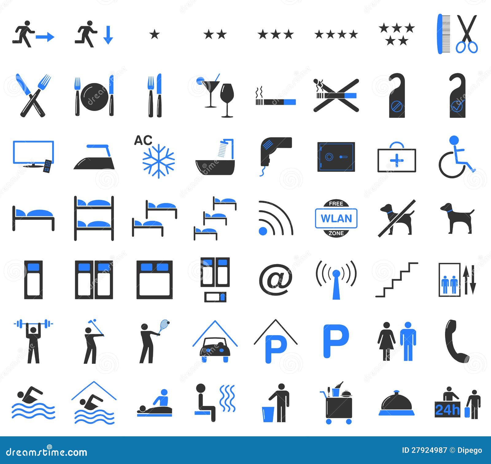 De Pictogrammen Van Het Hotel Stock Illustratie - Illustration of ...