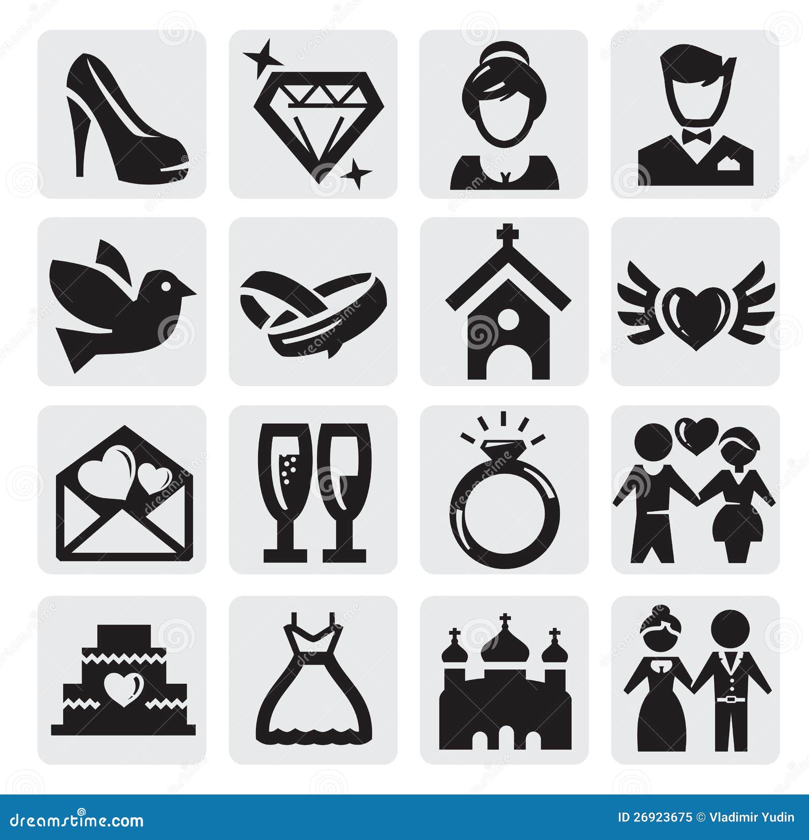 De Pictogrammen Van Het Huwelijk Vector Illustratie - Illustration of ...