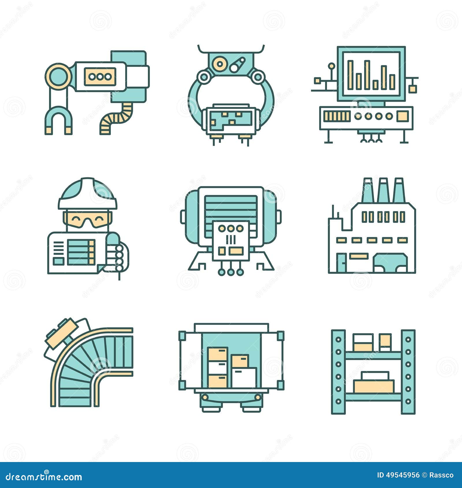 De Pictogrammen Van Het Productieproces Vector Illustratie ...