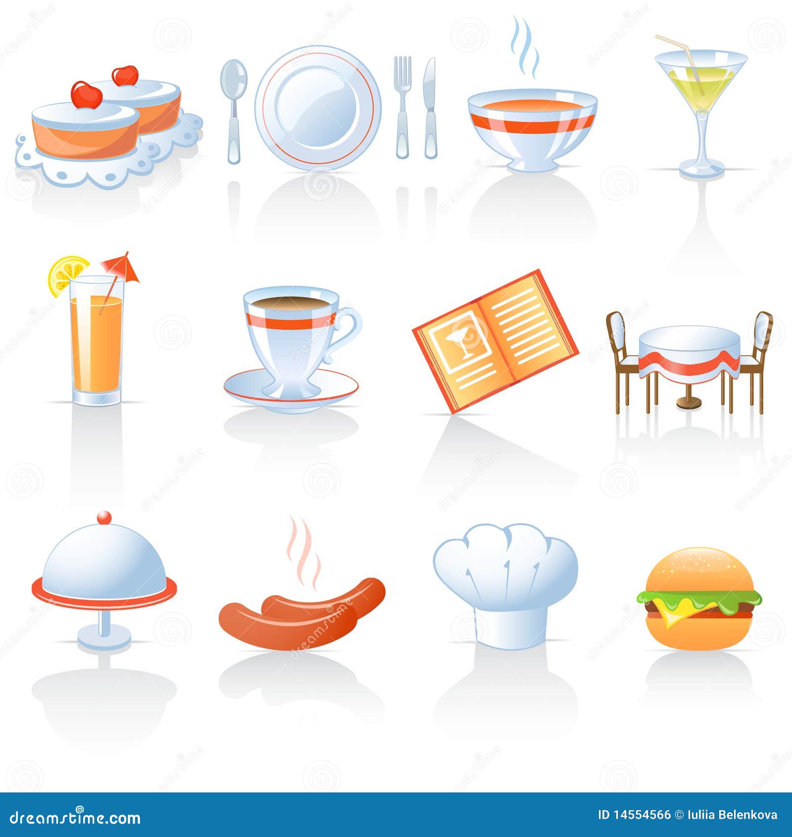 De Pictogrammen Van Het Restaurant Vector Illustratie - Illustration of ...