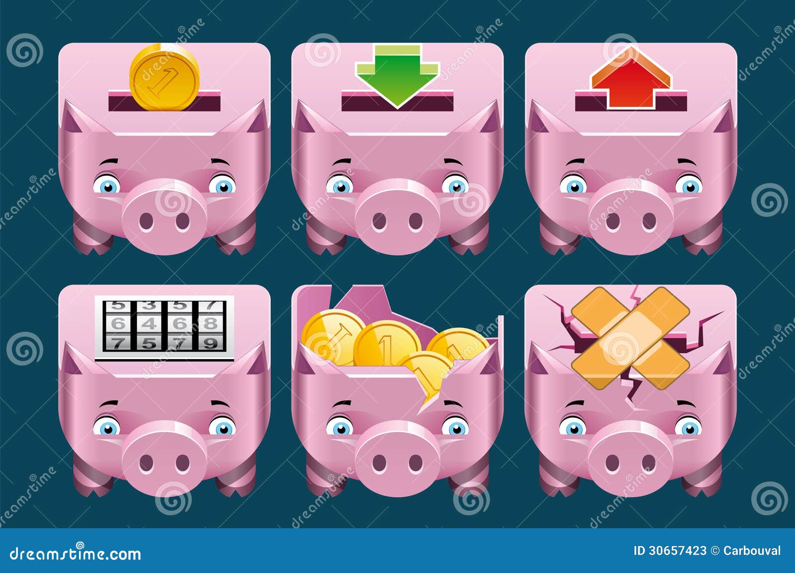 De Pictogrammen Van Het Spaarvarken Vector Illustratie - Illustration ...