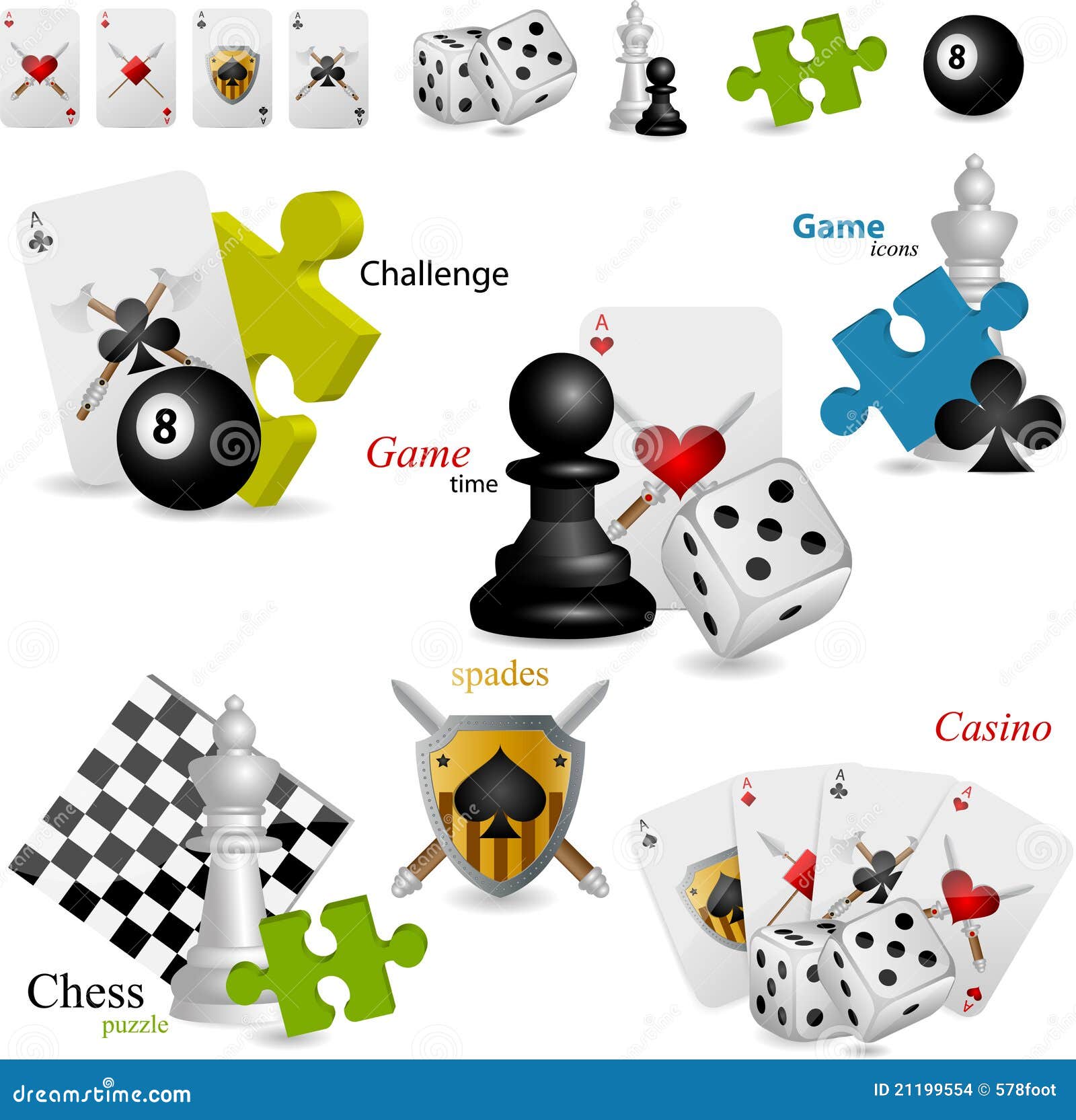 De Pictogrammen Van Het Spel Vector Illustratie - Illustration of ...