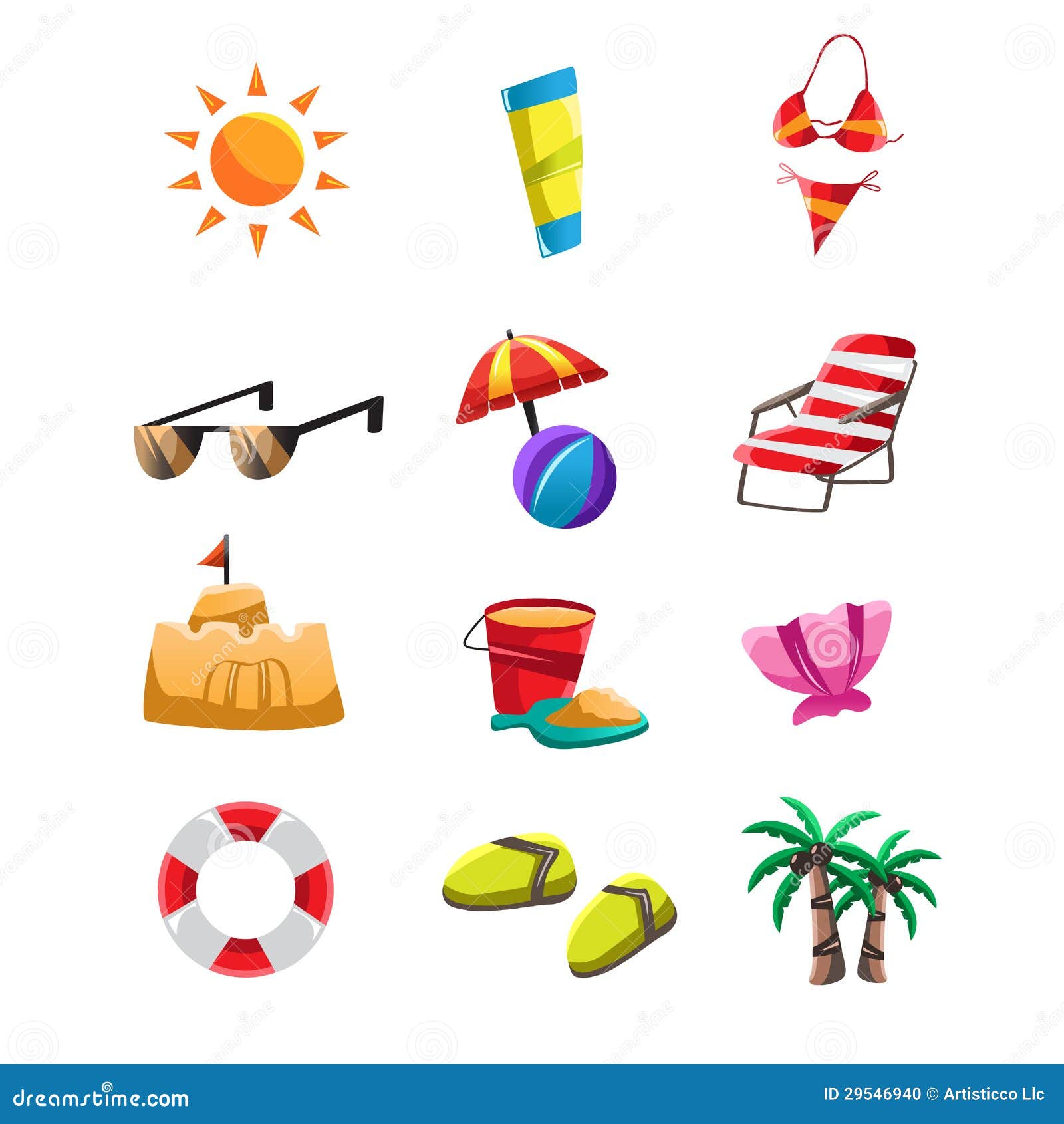 De Pictogrammen Van Het Strand Vector Illustratie - Illustration of ...