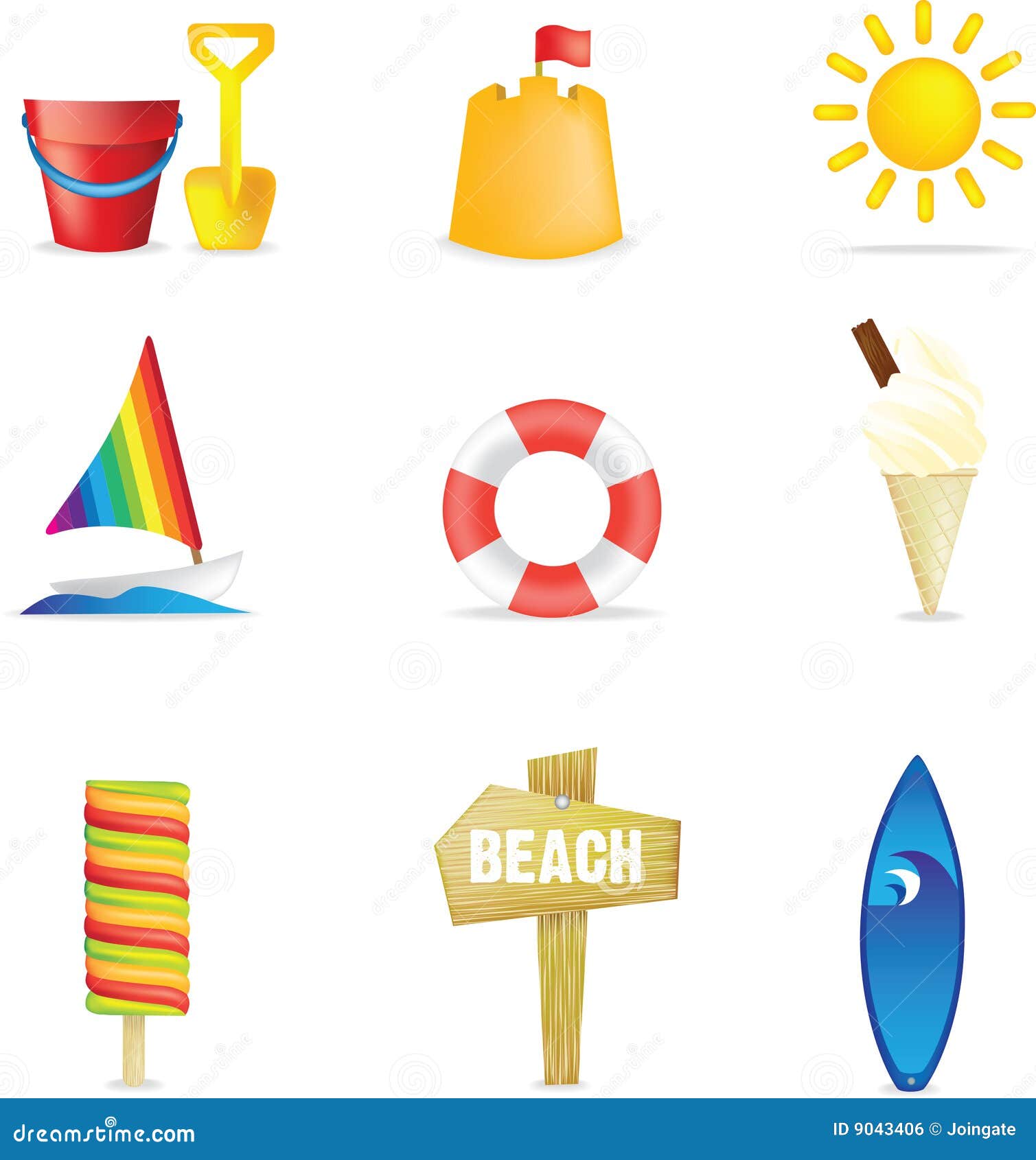 De Pictogrammen Van Het Strand Vector Illustratie - Illustration of ...